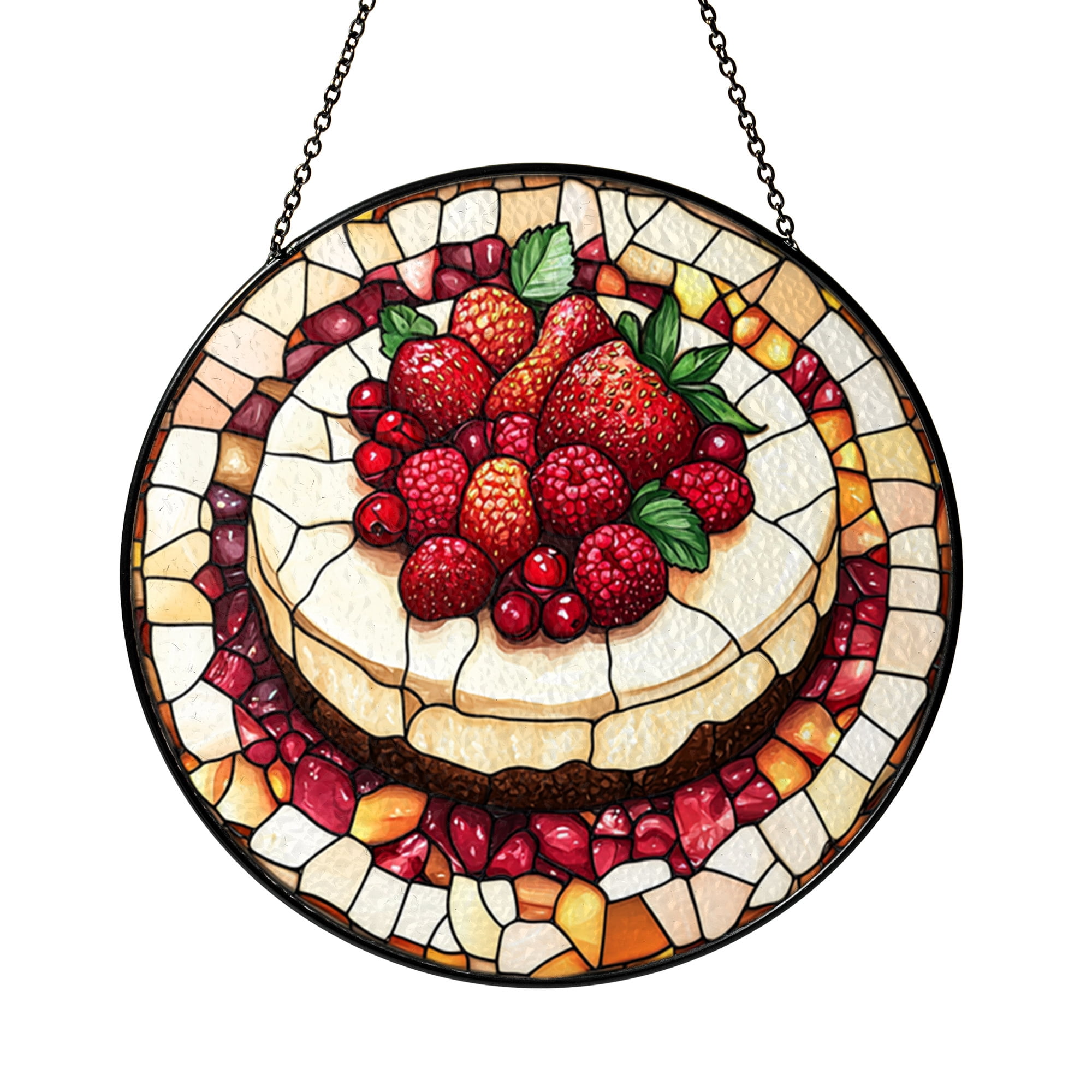 Cheesecake Dessert Stained Glass Suncatcher Window Hanging Decor, Sweet ...
