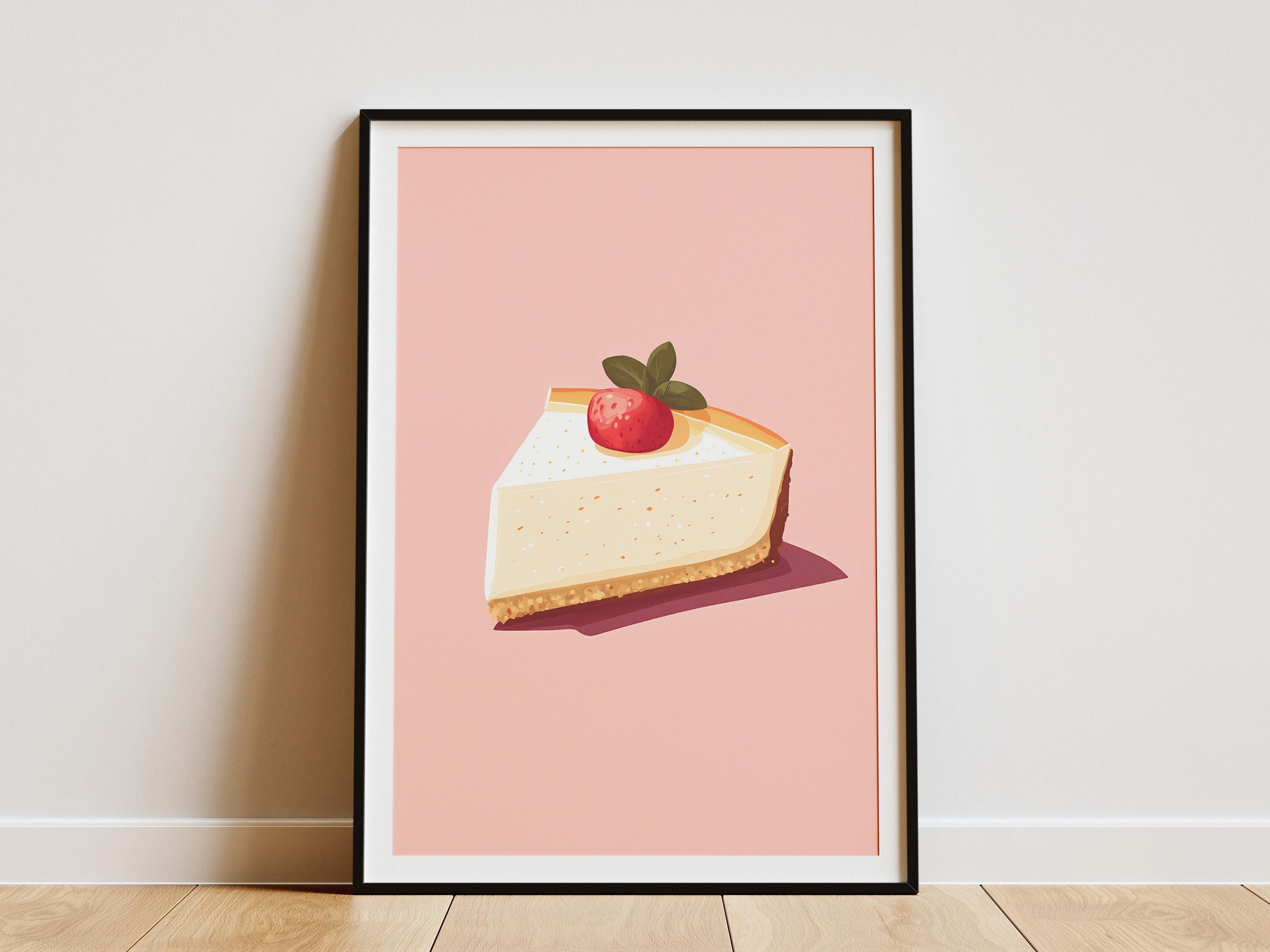 Cheesecake Poster Minimalist Food Illustration Print Kitchen Wall Art ...