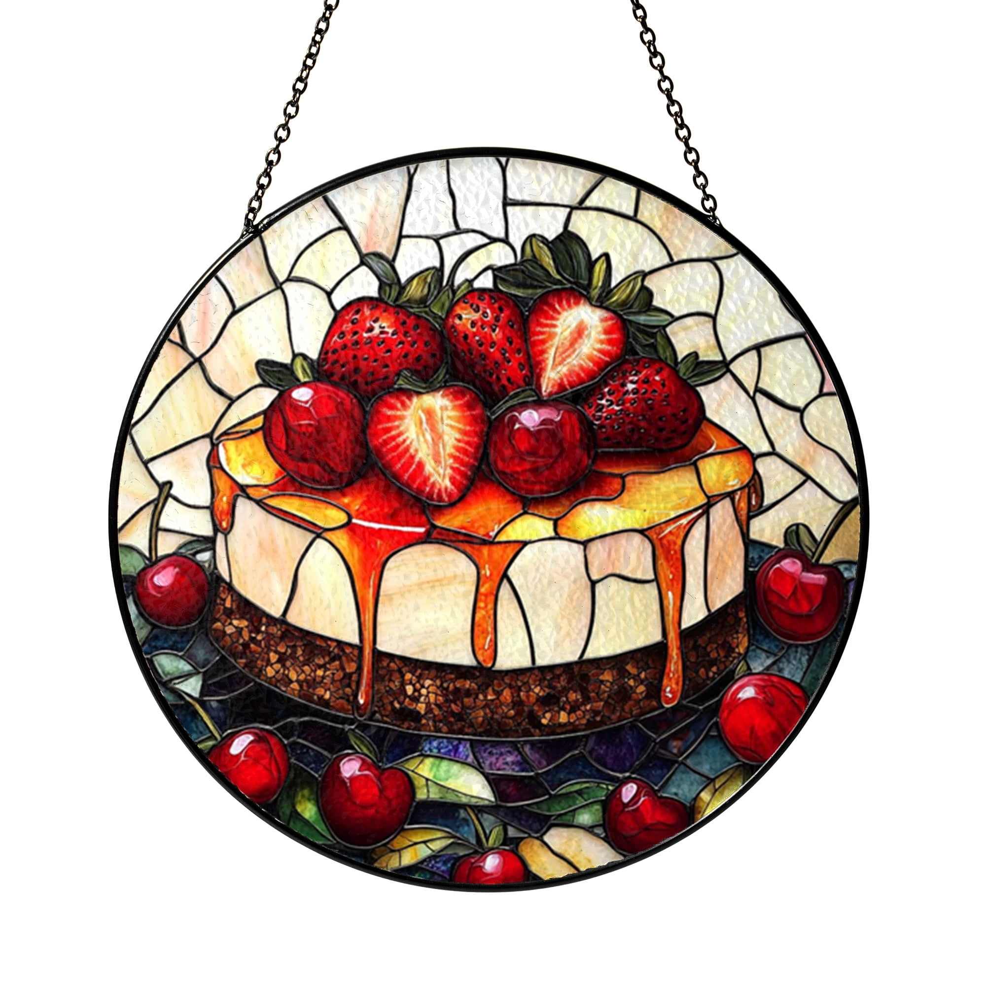 Cheesecake Stained Glass Style Window Suncatcher, Dessert Food Art ...