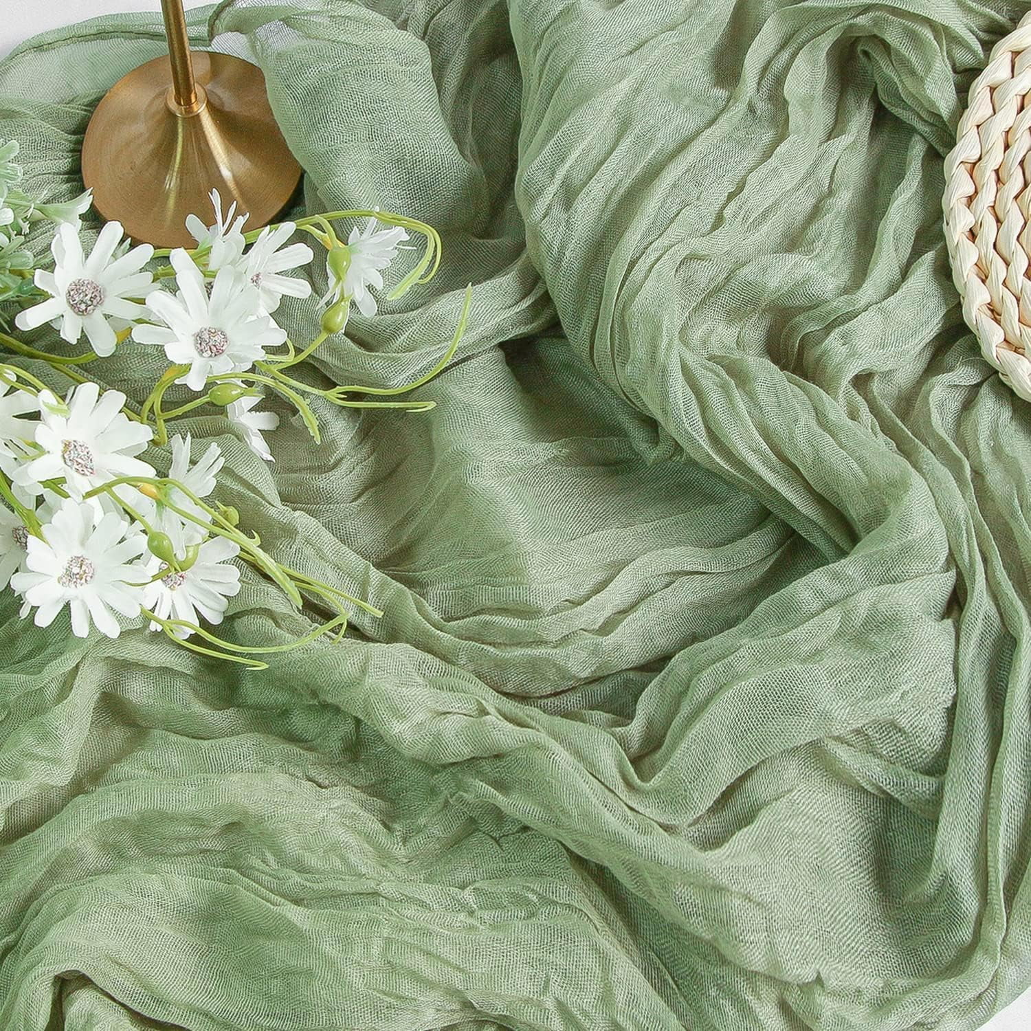 Cheesecloth Spring Table Runner Sage Green for Baby Shower Bridal ...