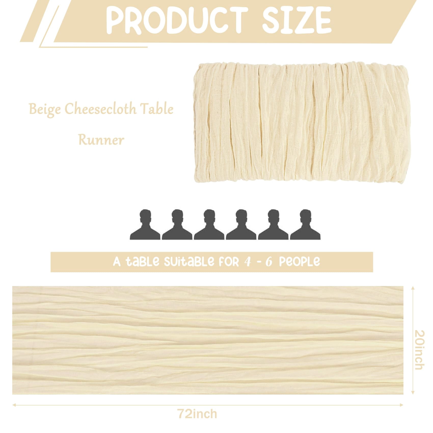 Cheesecloth Table Runner 10 Pack Beige 20"x72" Boho Gauze Party Decor ...