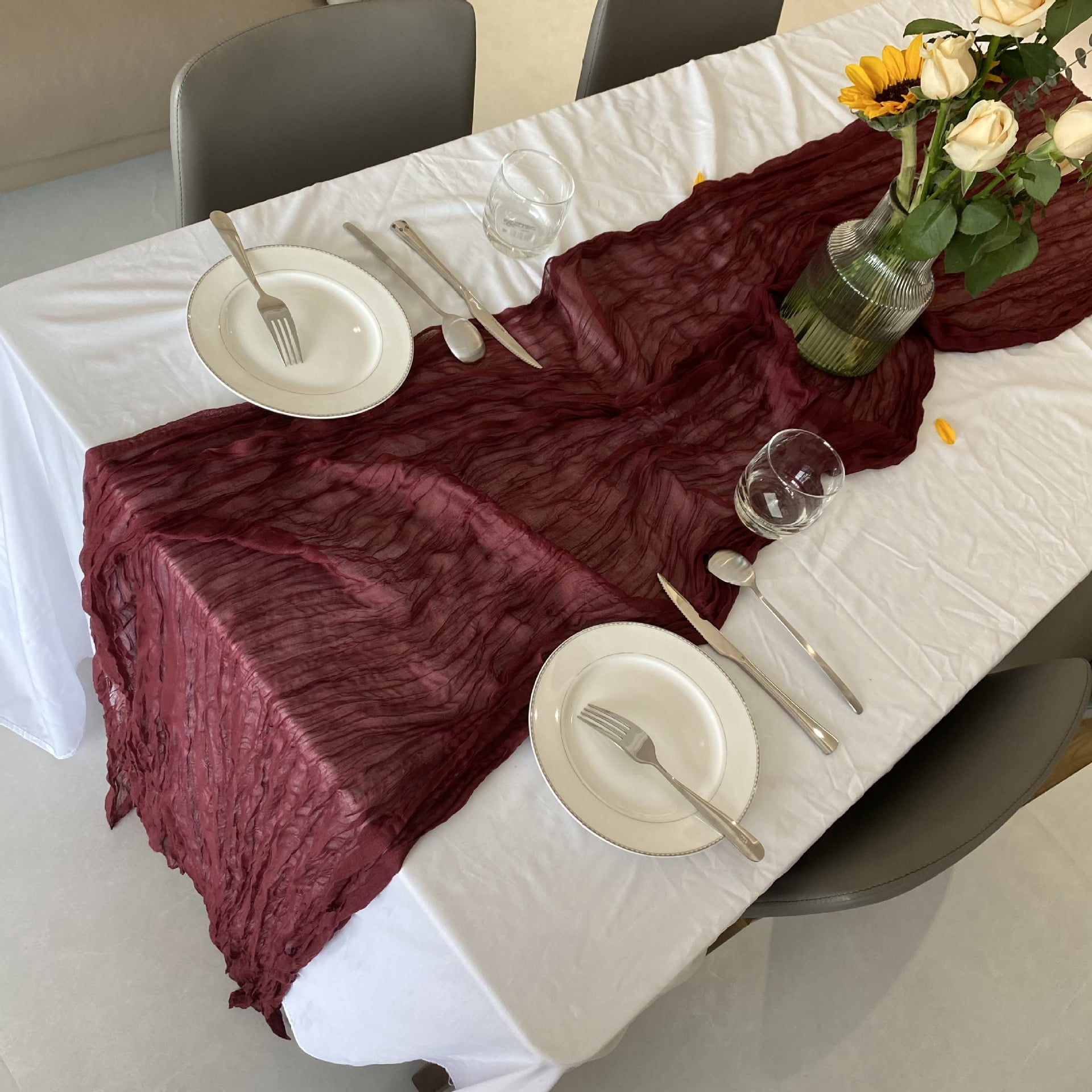 Cheesecloth Table Runner 13.2ft Boho Gauze Cheese Cloth Table Runner ...