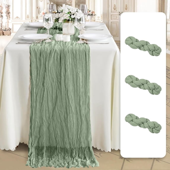 Cheesecloth Table Runner 3 Pack - 35x120 Inch (10ft) Boho Rustic Gauze ...