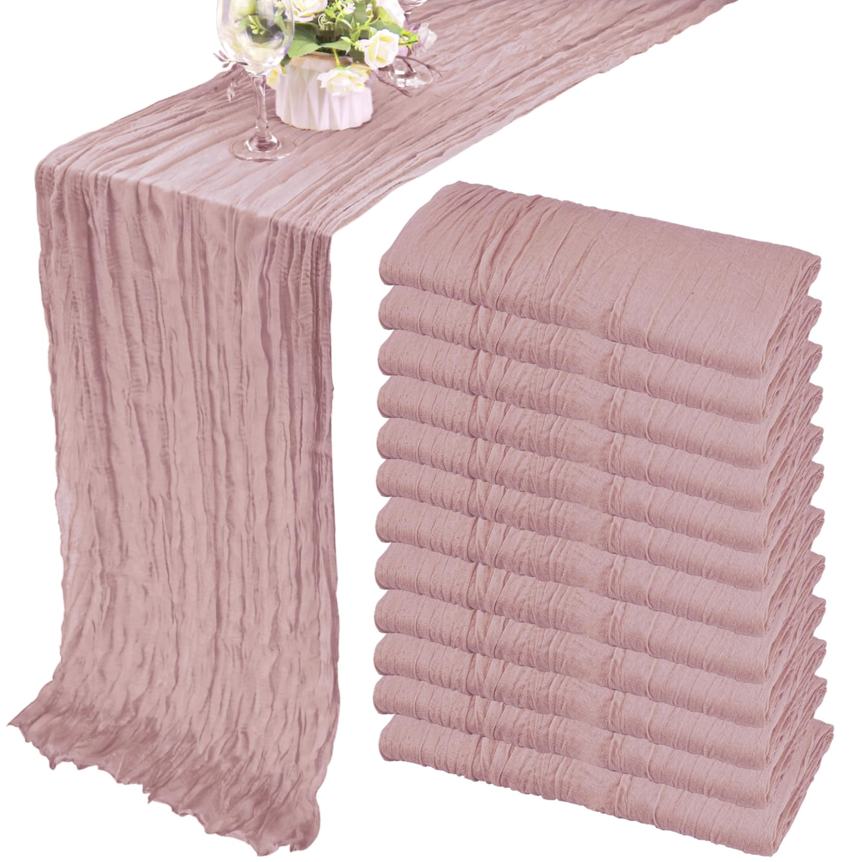 Cheesecloth Table Runner Dusty Pink 35" x 120" 12 Pack Wedding Party ...