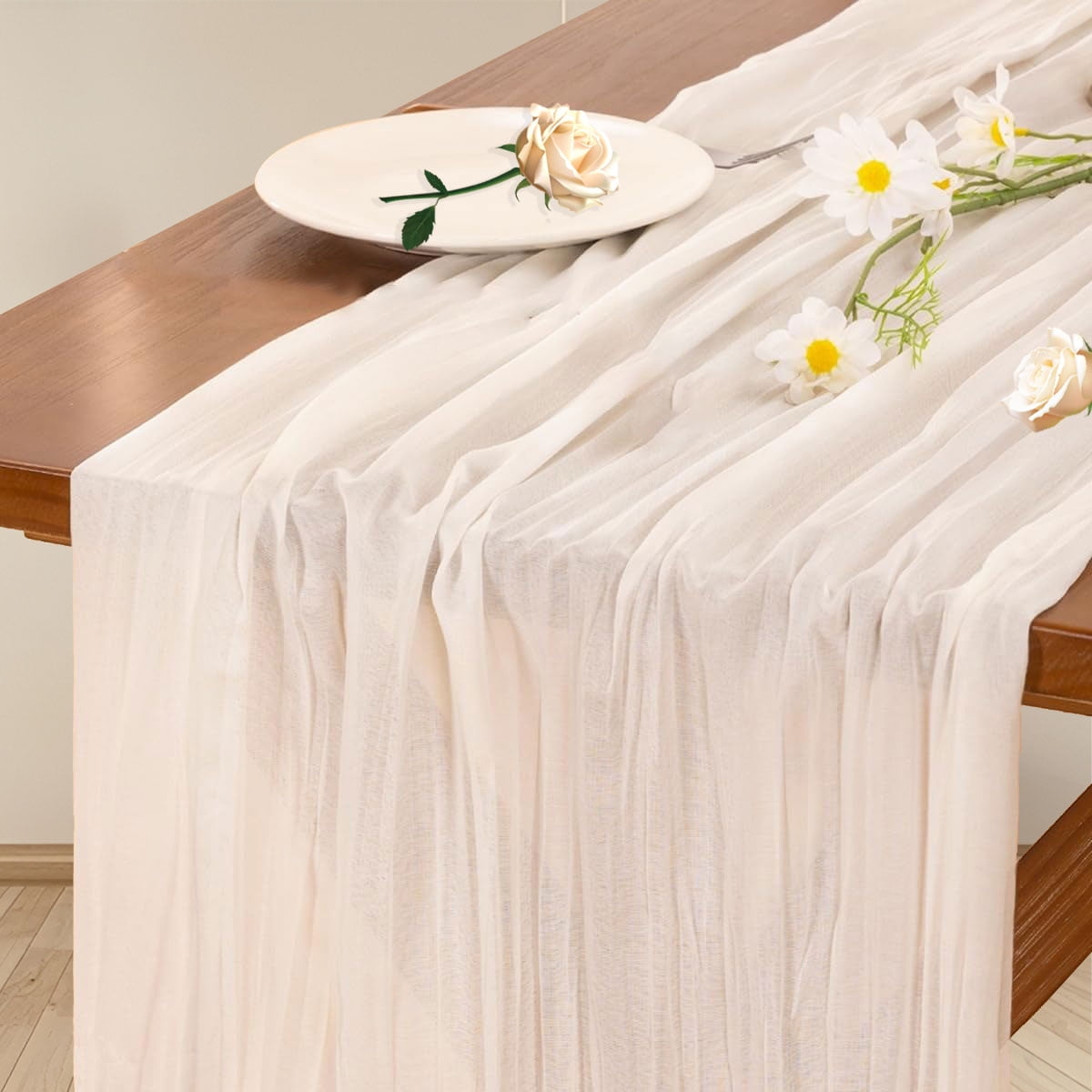 Cheesecloth Table Runner Mothers Day Boho Rustic Gauze Dusty Pink ...