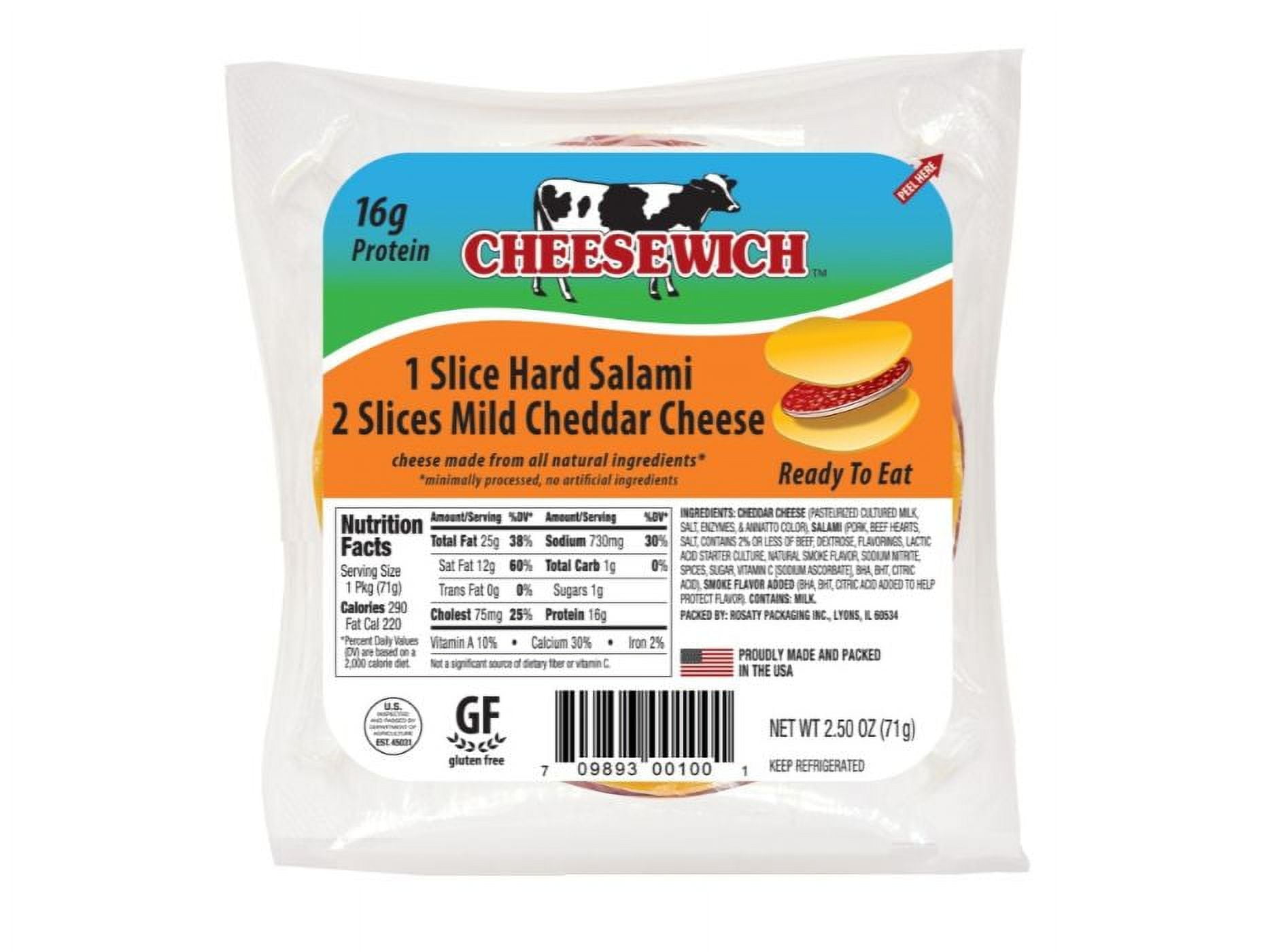 Cheesewich Cheddar And Salami 2.5oz 16count (PACK OF 4) - Walmart.com
