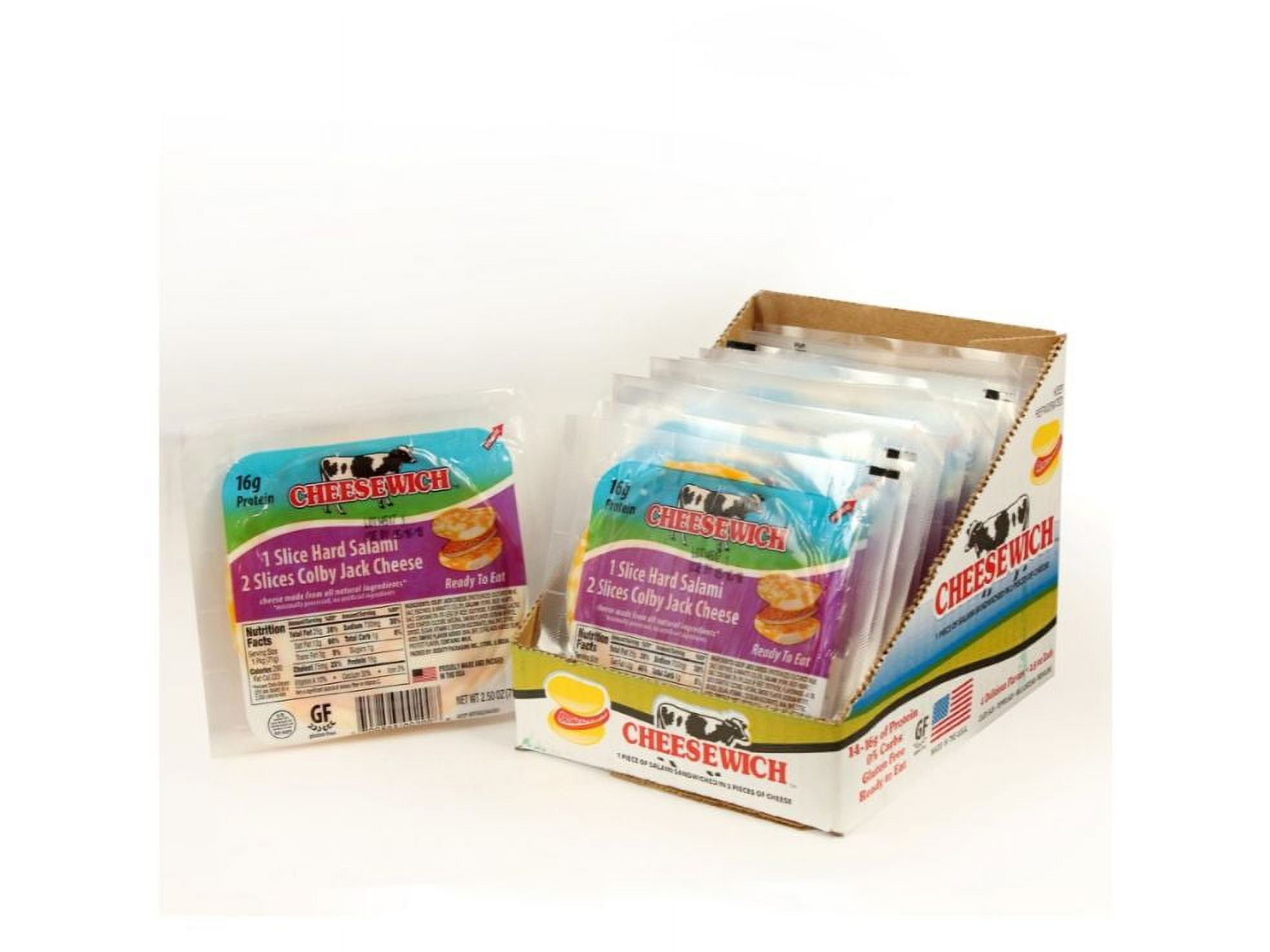 Cheesewich Hard Salami and Colby Jack Cheese 2.5oz (PACK OF 64 ...