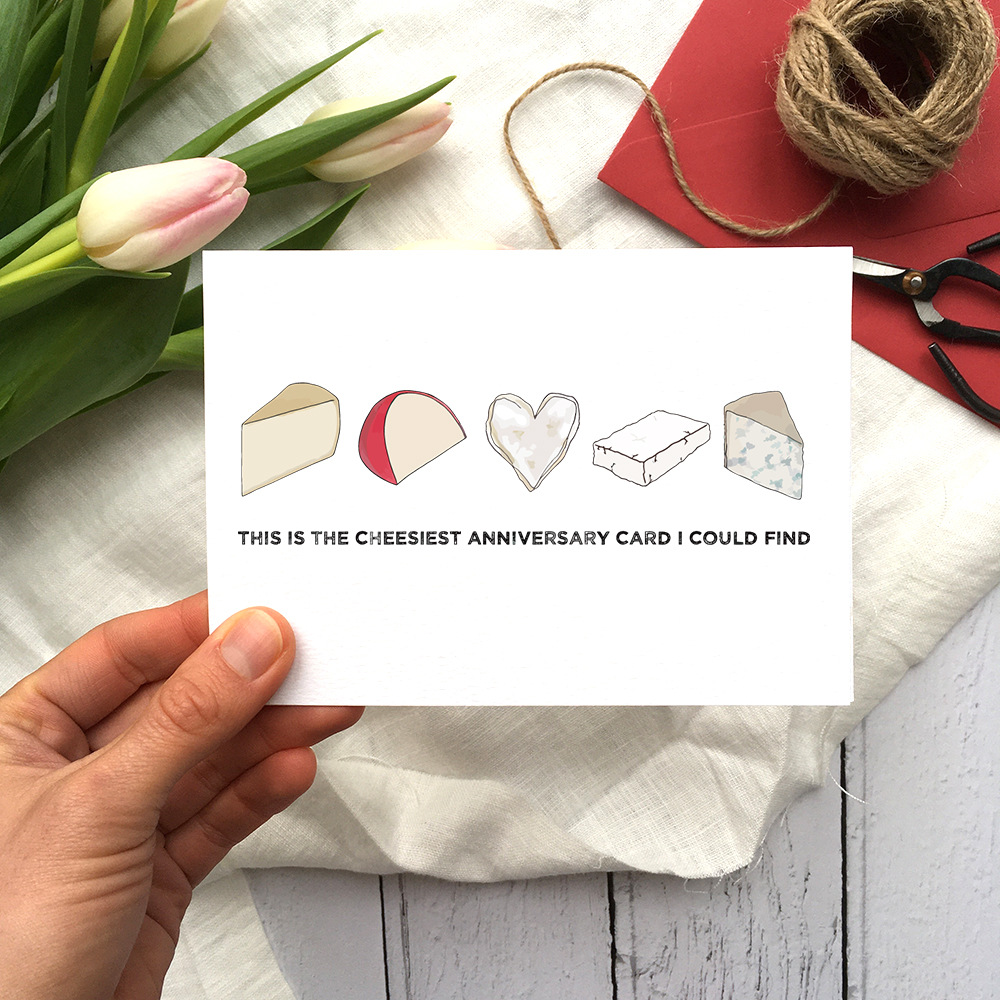 Cheesy Anniversary Card – Whimsical “This is the Cheesiest Anniversary ...