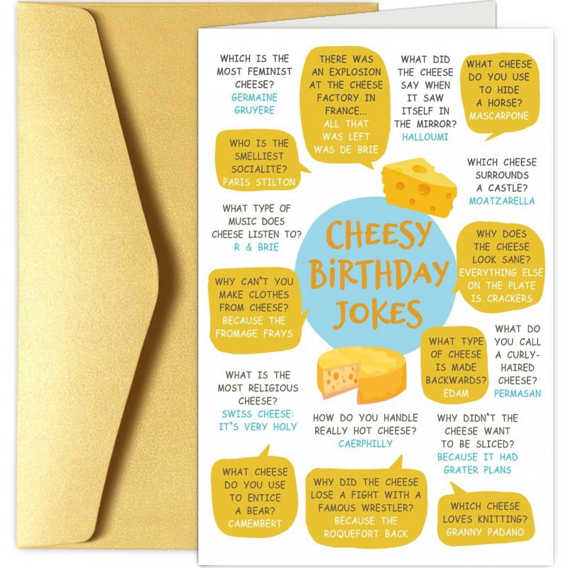 Cheesy Birthday Jokes Greeting Card - Fun and Humorous Blank Card with ...