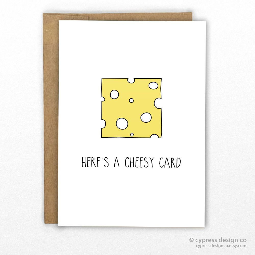 Cheesy Greeting Card – "Here's a Cheesy Card" with Fun Cheese Design ...