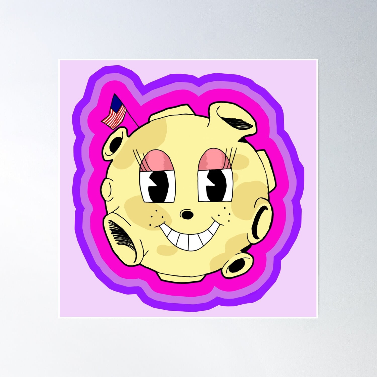 Cheesy Moon Space Face Poster Wall Art, Modern Wall Decor, 16x16 ...