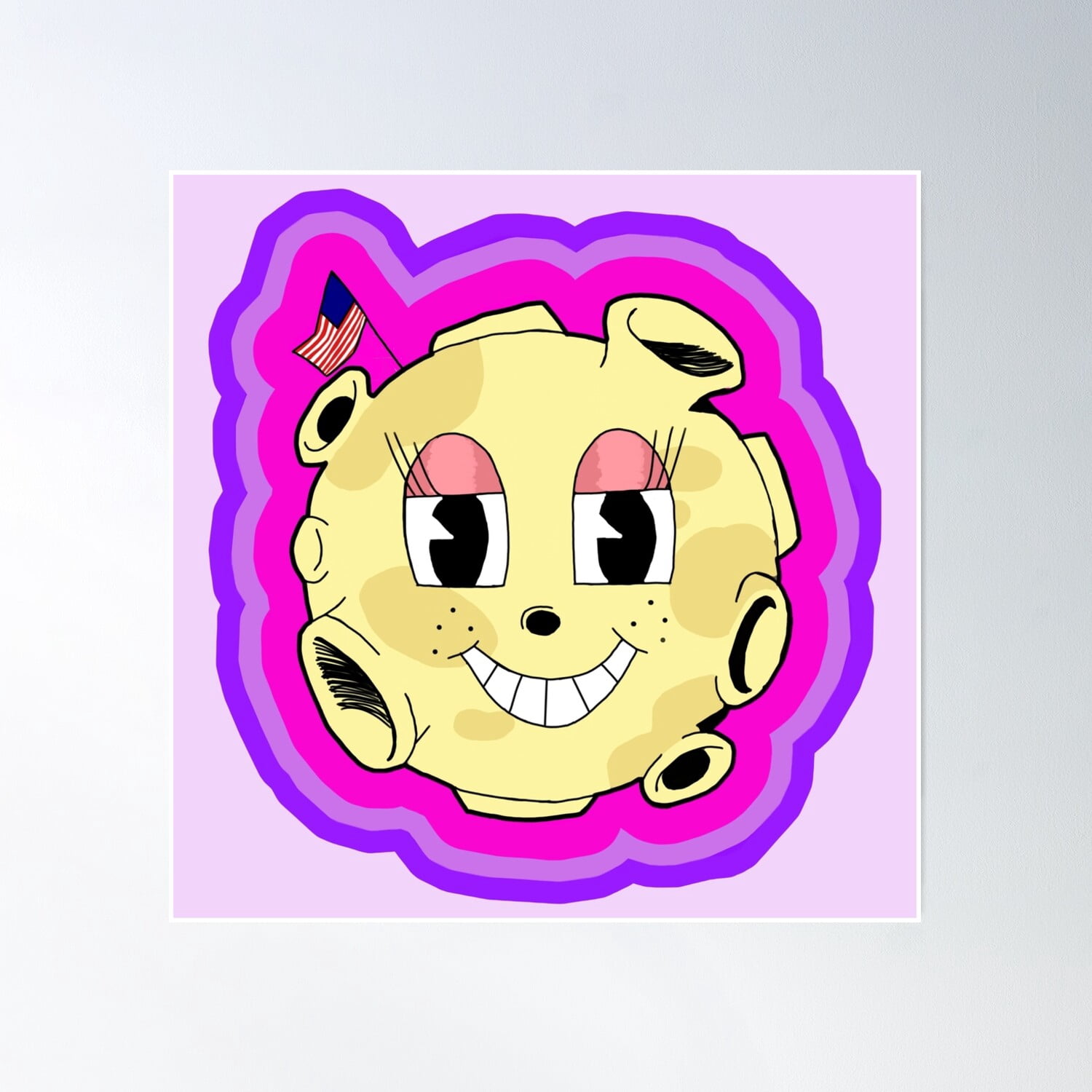 Cheesy Moon Space Face Poster Wall Art, Modern Wall Decor, 24x24 ...