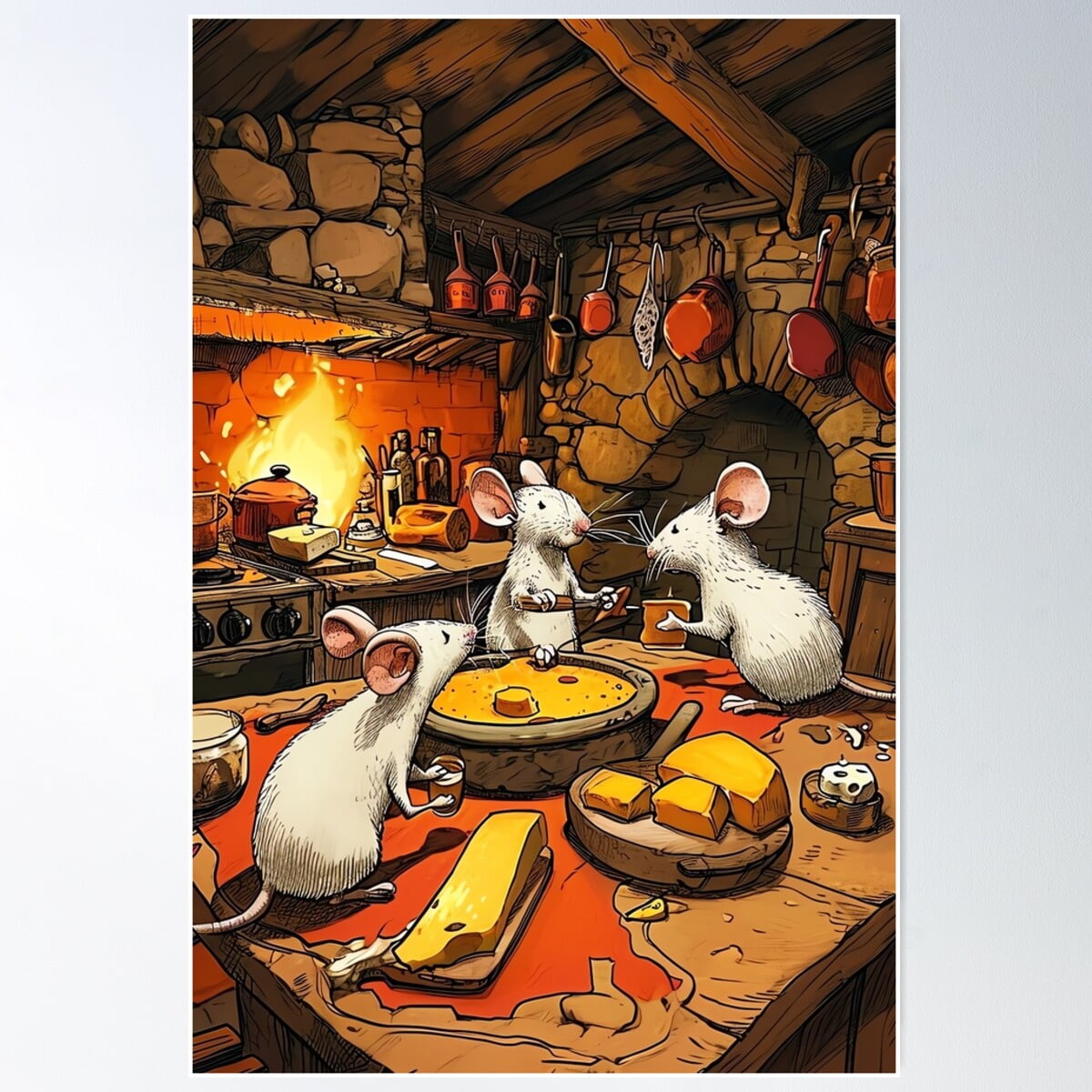 Cheesy Mouse Party Poster Wall Art, Modern Wall Decor For Living Room ...