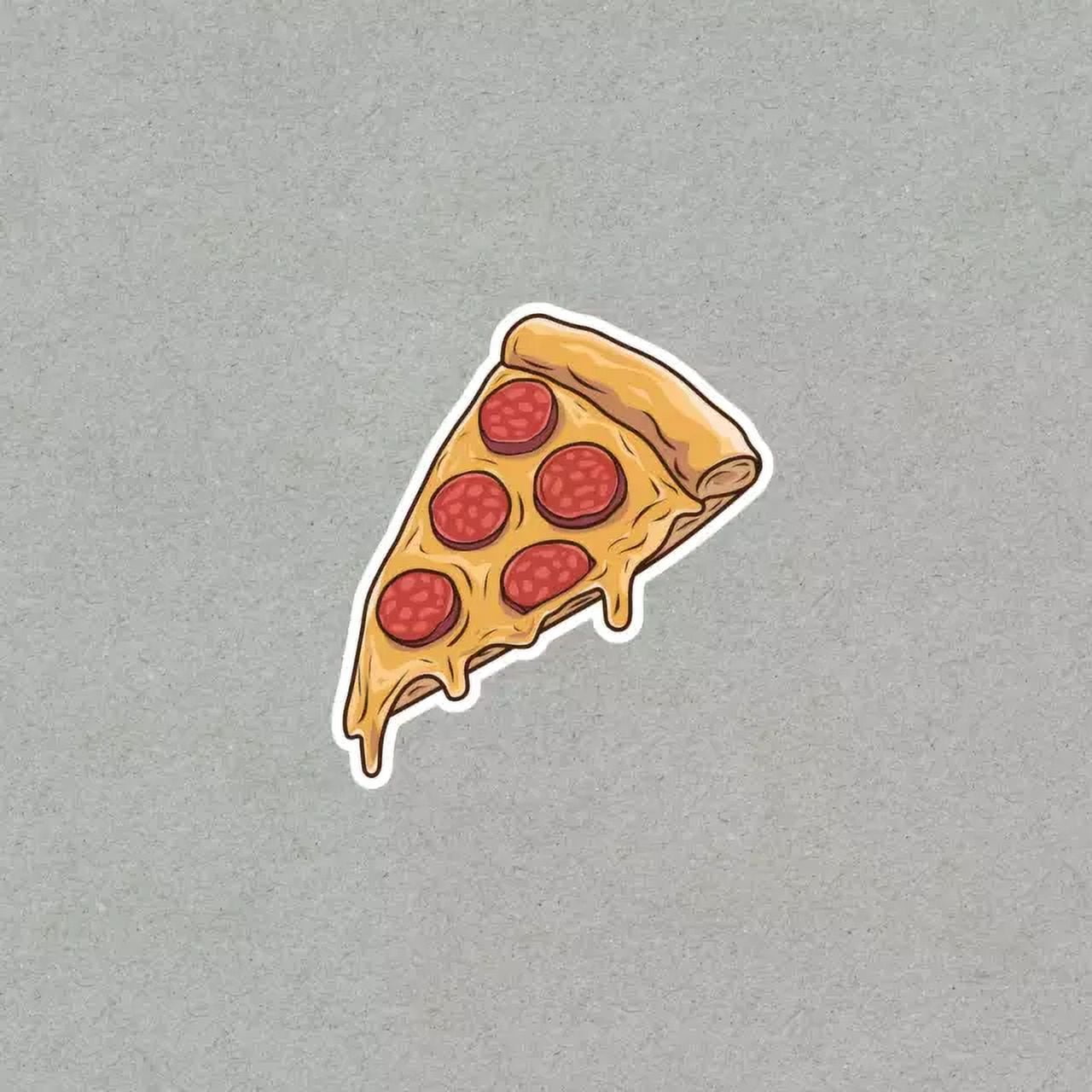Cheesy Pepperoni Pizza Slice Sticker - Mouth-Watering Cartoon Food ...
