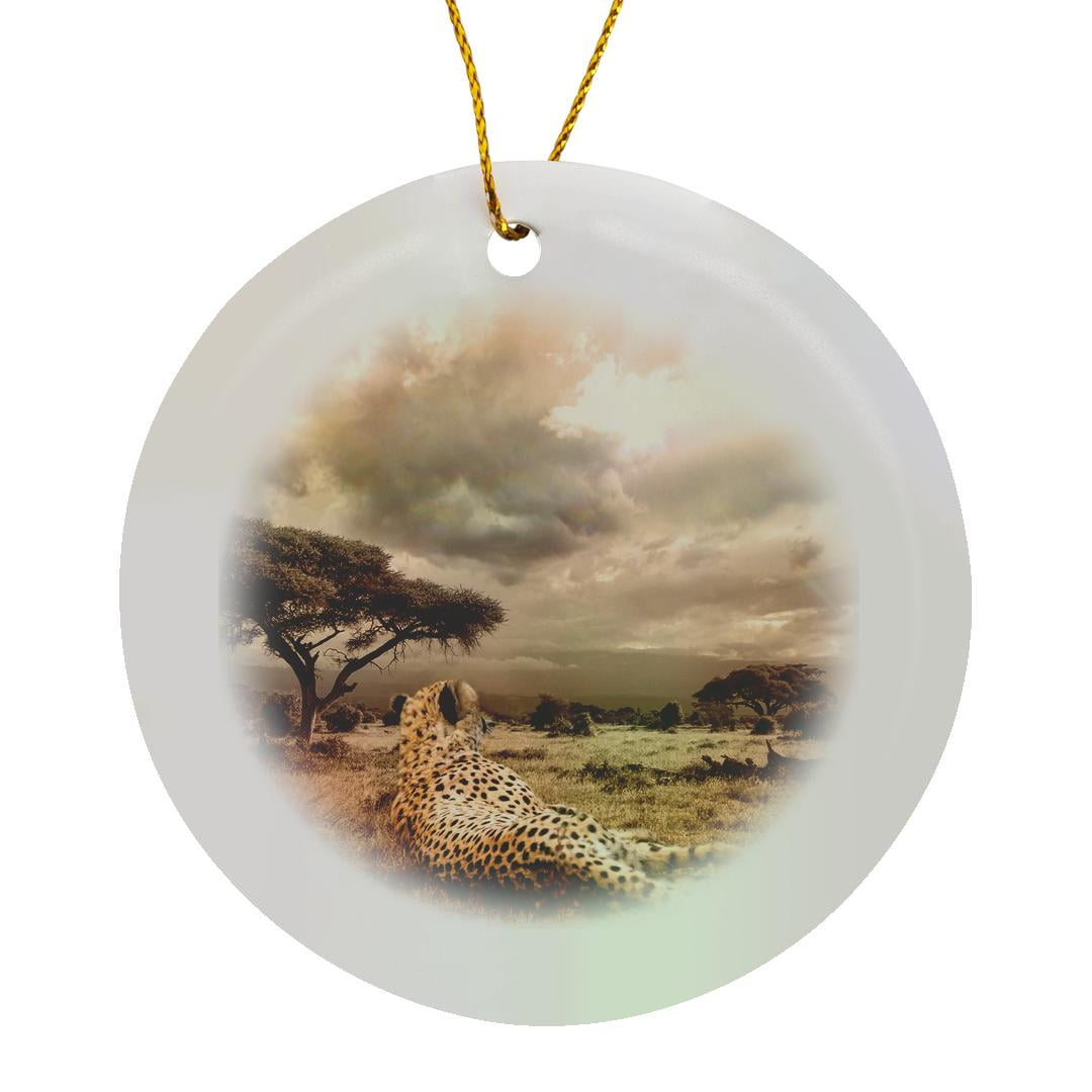3drose, Cheetah African Wildcat, Circle Porcelain Ornament - Walmart.com