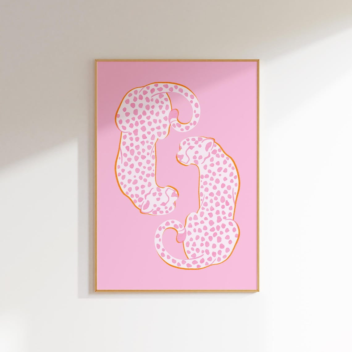 Cheetah Animal Print Pink Orange Preppy Wall Art Preppy Dorm Room Decor ...