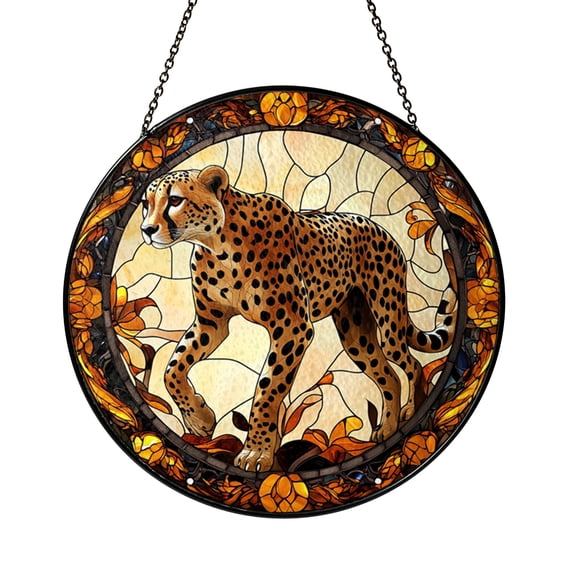 Cheetah Animal Safari Scene Stained Glass Style Window Suncatcher ...