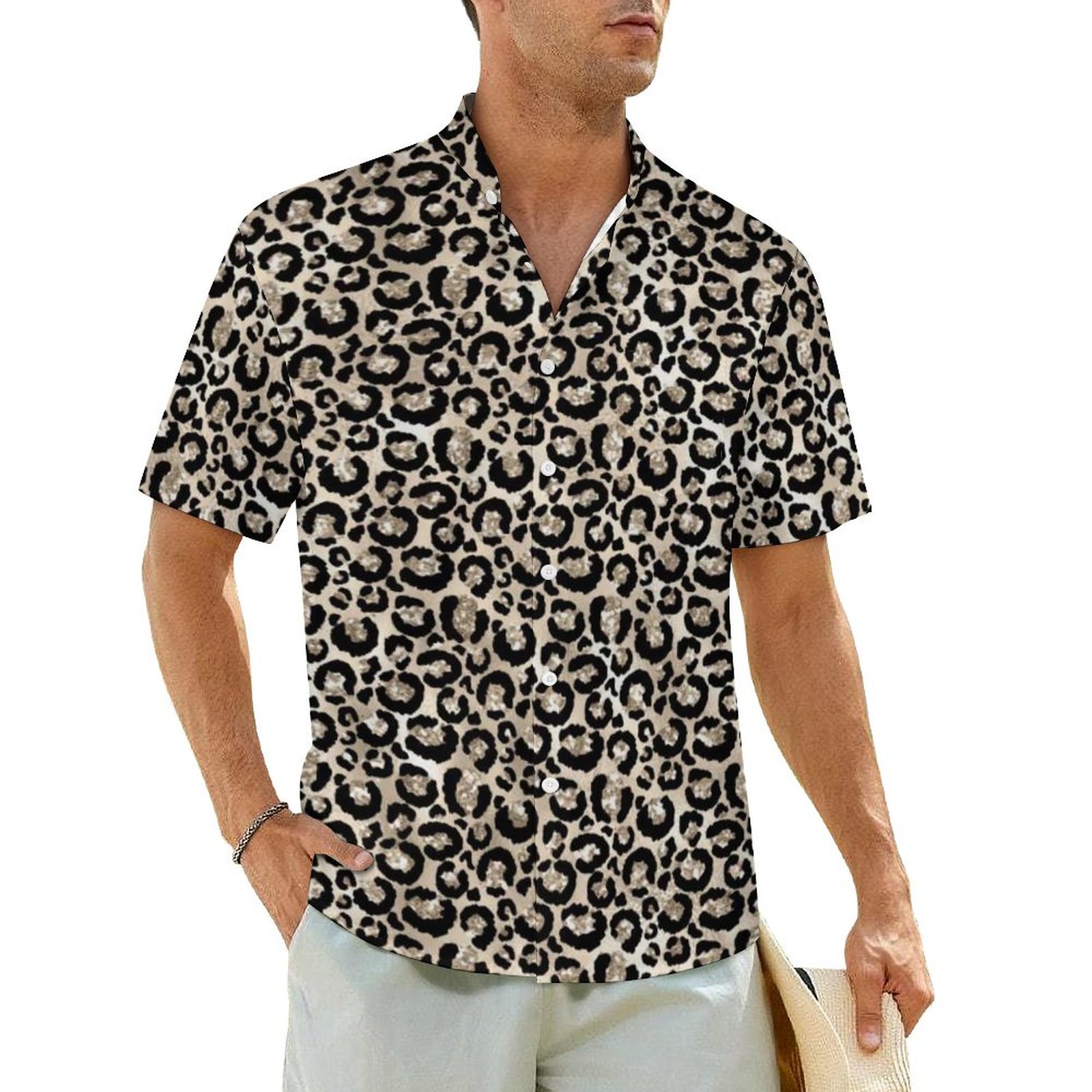 Cheetah Animal Trendy Casual Shirt Black Gold Leopard Print Stylish ...