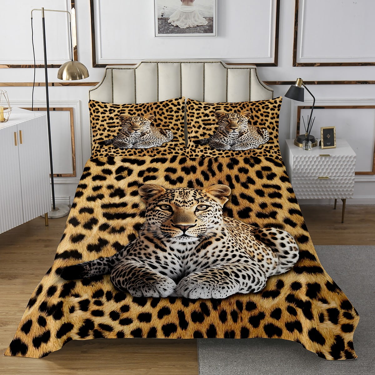 Cheetah Bed Set Set Twin,Black Brown Leopard Print Bedspread Set,Safair ...