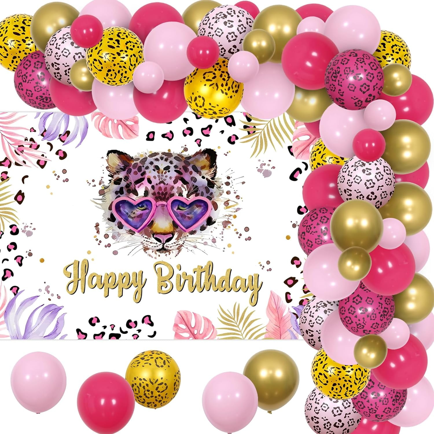 Cheetah Birthday Decorations for Girls Pink Leopard Party Decor with ...