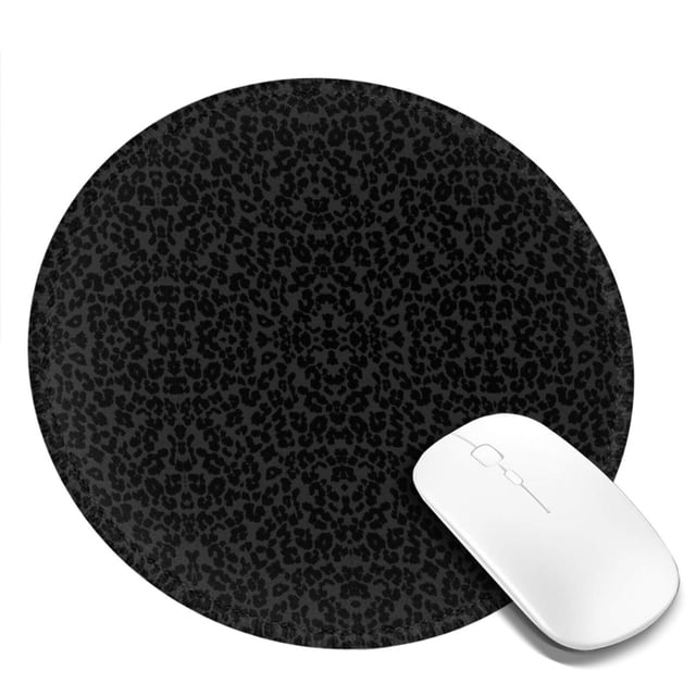 Cheetah Black Leopard Round MousePad Washable Non-Slip Rubber Base ...