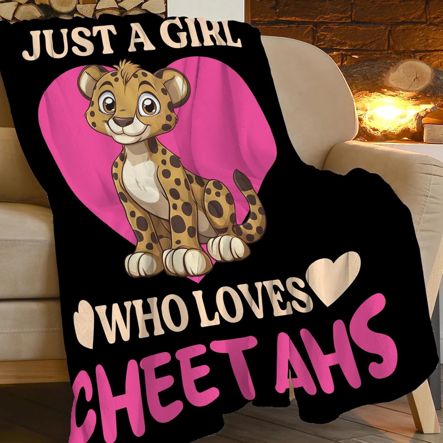 Cheetah Blanket Cozy Warm Soft Just a Girl Who Loves Cheetahs Throw ...