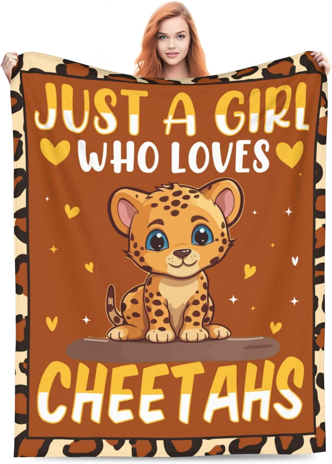 Cheetah Blanket Gifts for Women Girls Just a Girl Who Loves Cheetahs ...