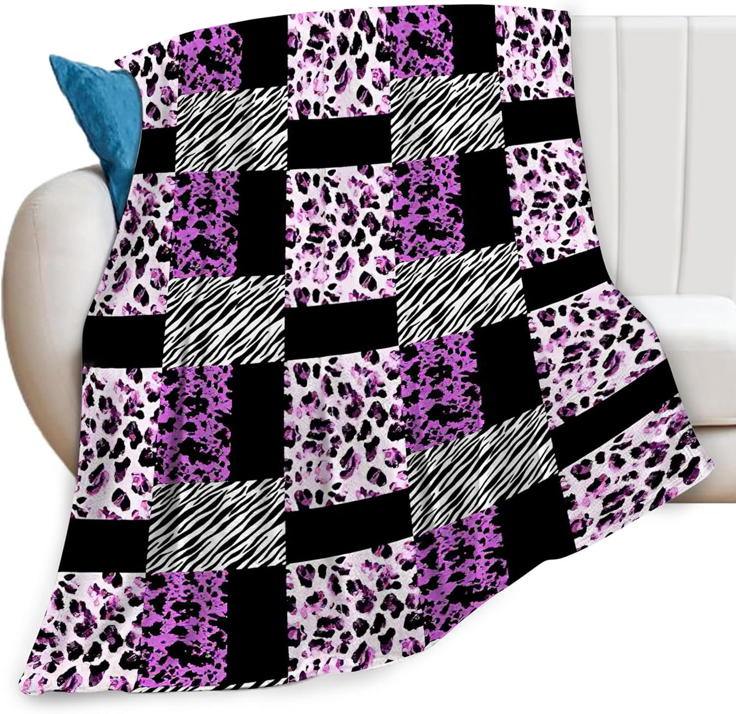 Cheetah Blanket Purple Pink Leopard Queen Print Throw Blankets for ...