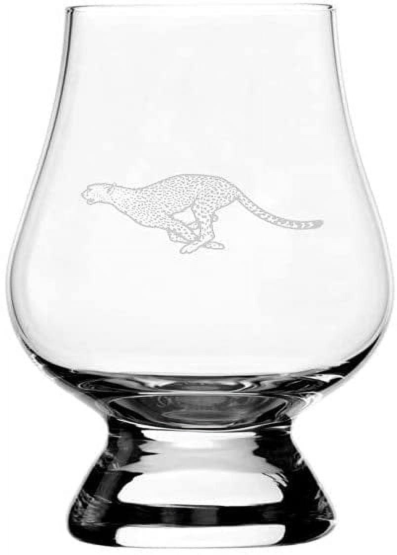 Cheetah Body Zoo Animal Themed Etched 2.5oz Glencairn Wee Whisky Glass ...