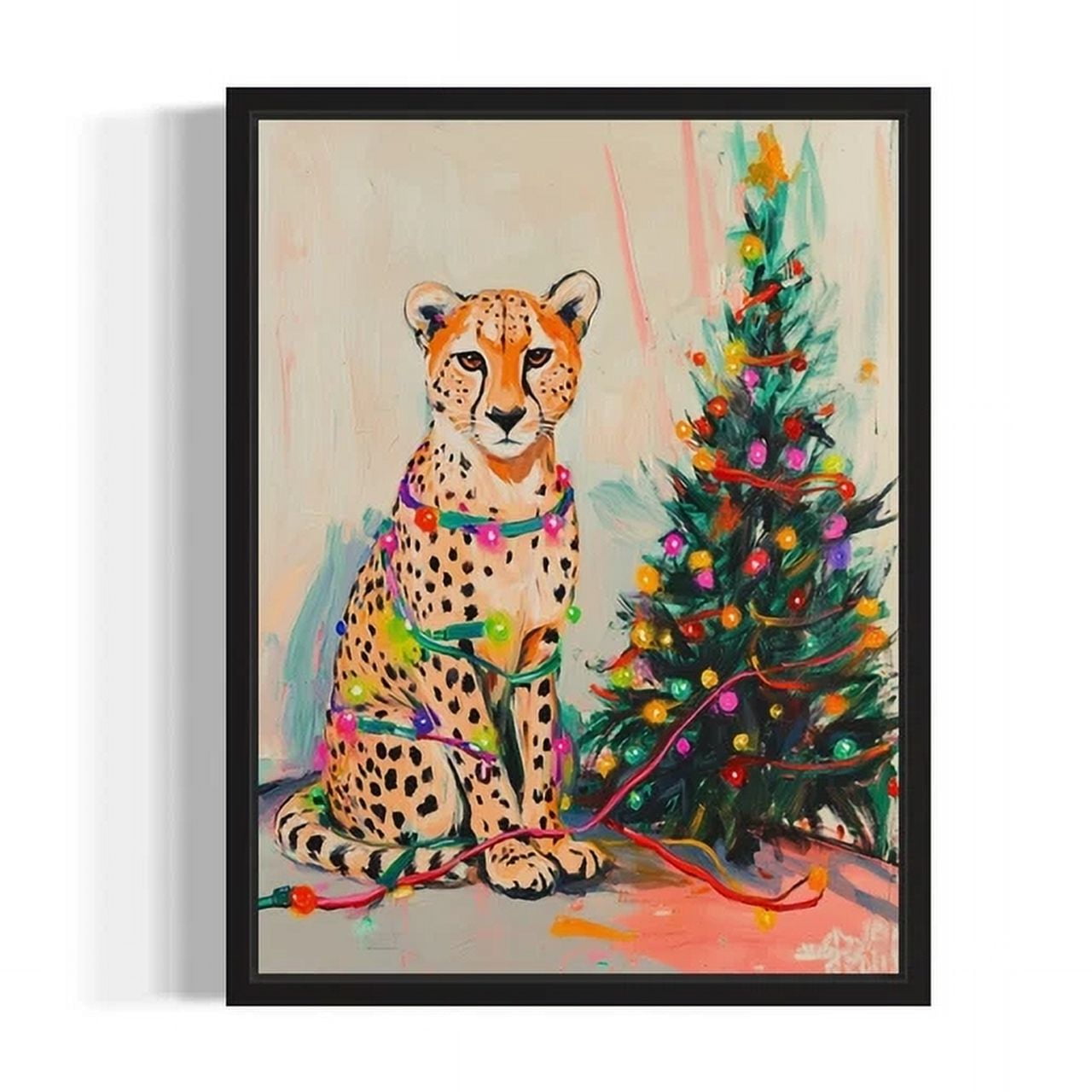 Cheetah Christmas Art Print Poster City Wall Art Painting Artwork NO ...
