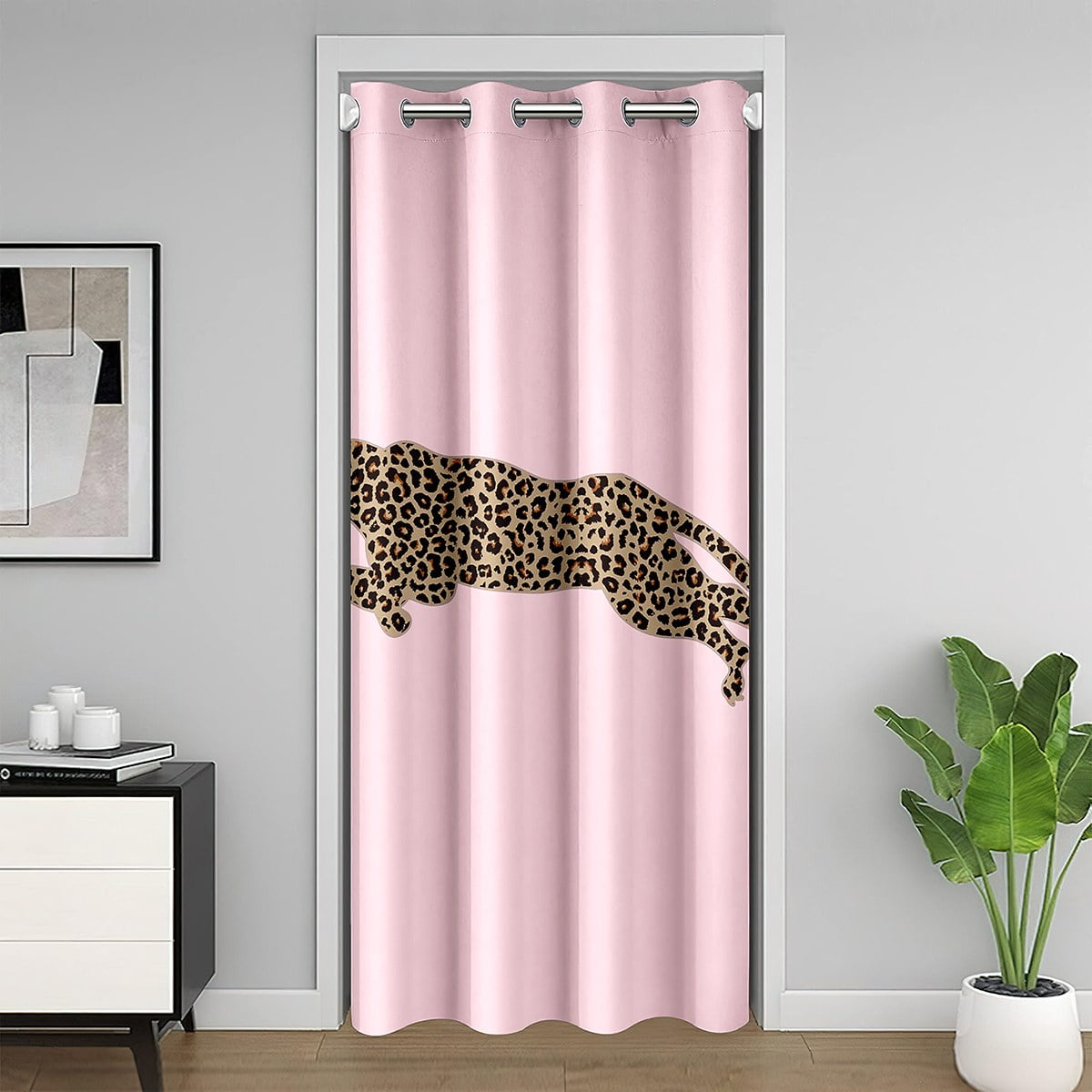 Cheetah Door Curtain 1 Panel,52"W X 84"L,Leopard Print Safari Animal ...