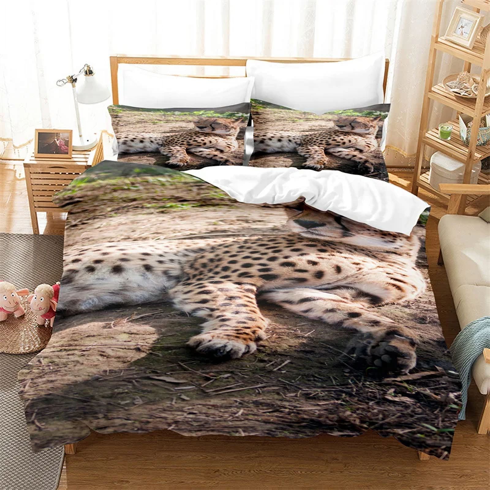 Cheetah Duvet Cover Leopard Bedding Set King Microfiber African Safari ...