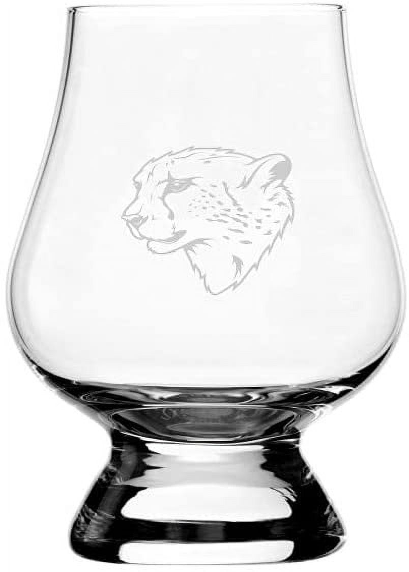 Cheetah Face Zoo Animal Themed Etched 2.5oz Glencairn Wee Whisky Glass ...