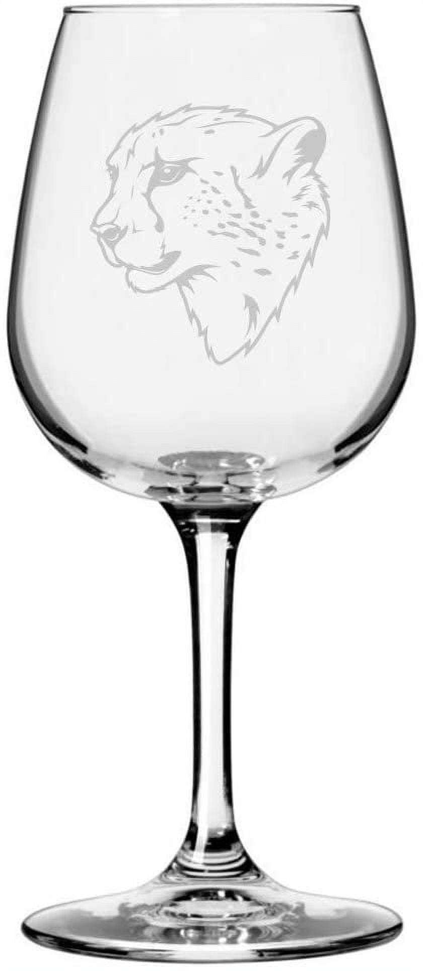 Cheetah Face Zoo Animal Themed Etched All Purpose 12.75oz Libbey Wine ...