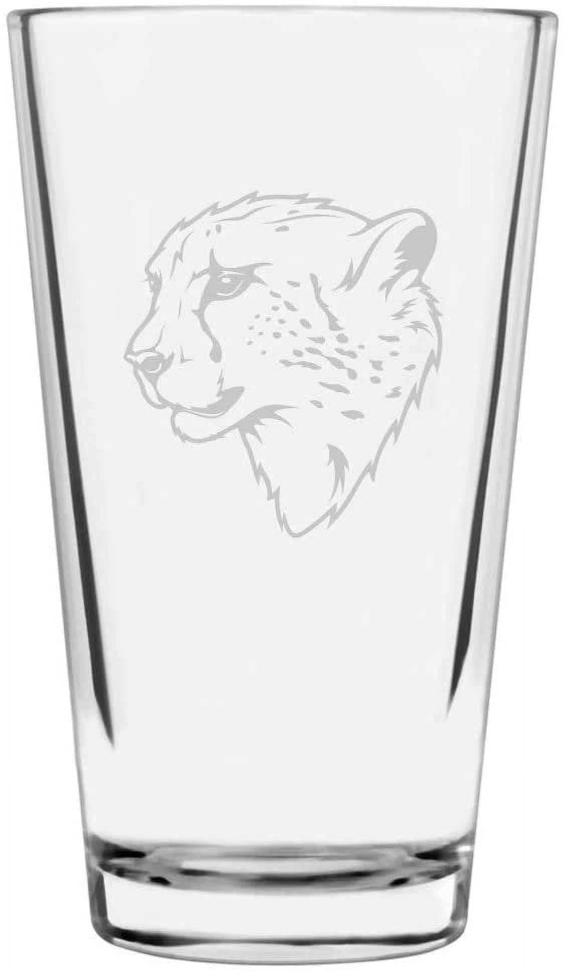 Cheetah Face Zoo Animal Themed Etched All Purpose 16oz Libbey Pint ...