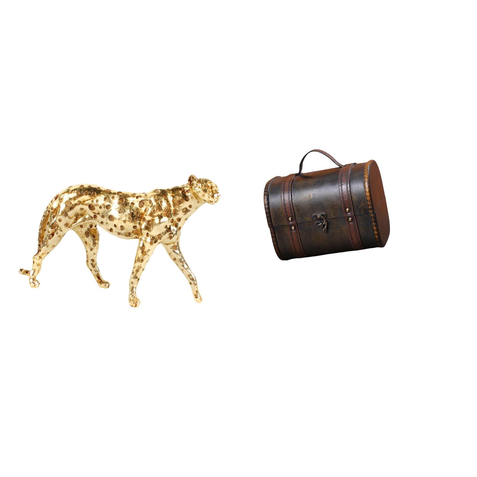 Cheetah Figurine Realistic Treasure Chest Jewelry Organizer Wooden ...