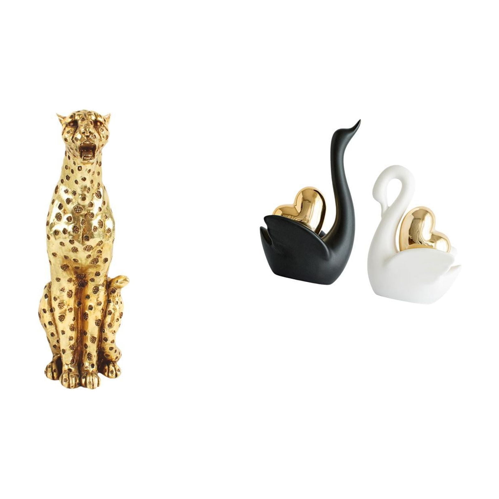 Cheetah Figurine Swan Statue Animals Sculpture Ceramic Material Modern ...