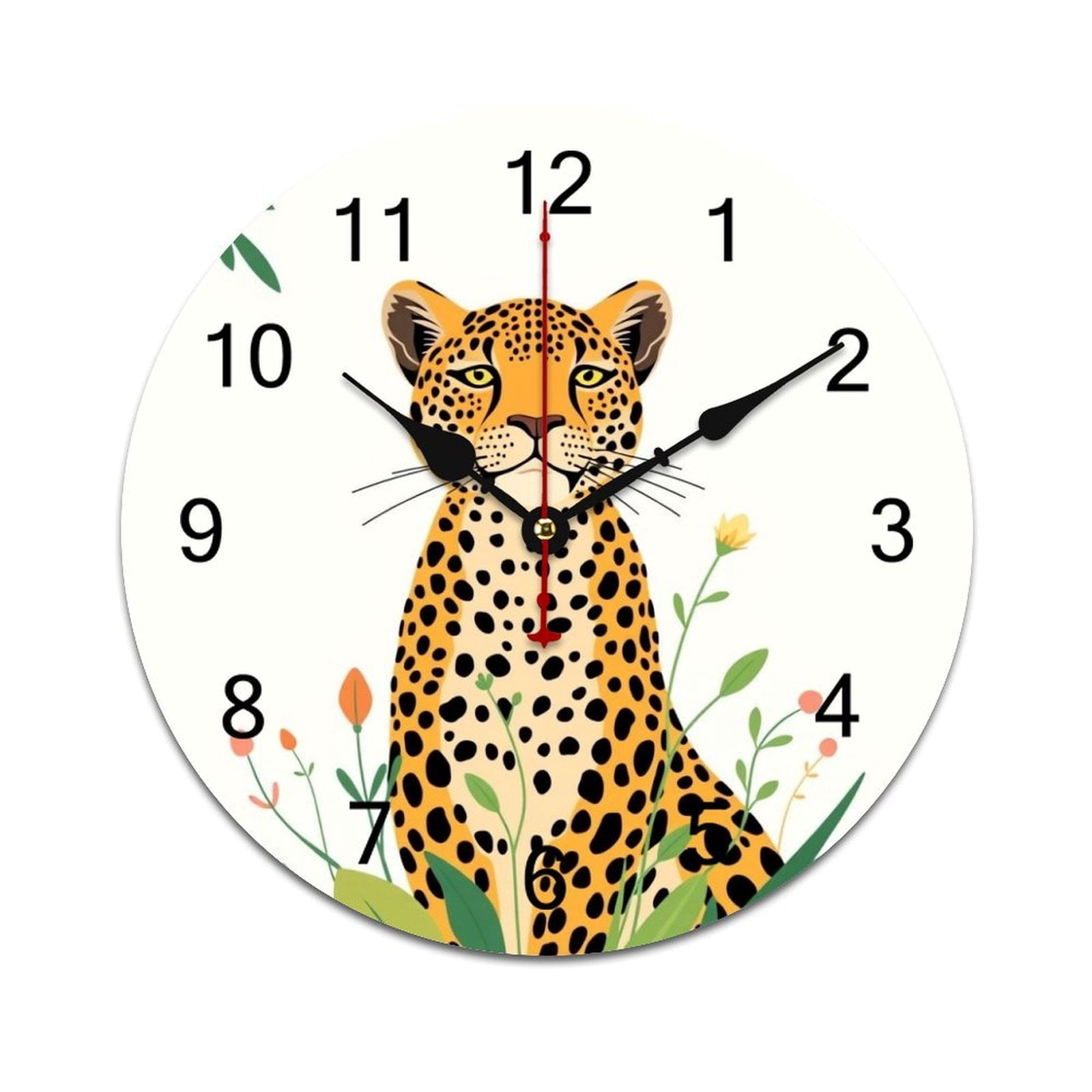 Cheetah Floral Art Clocks Wall Home Decoration Teen Room Bedroom Living ...