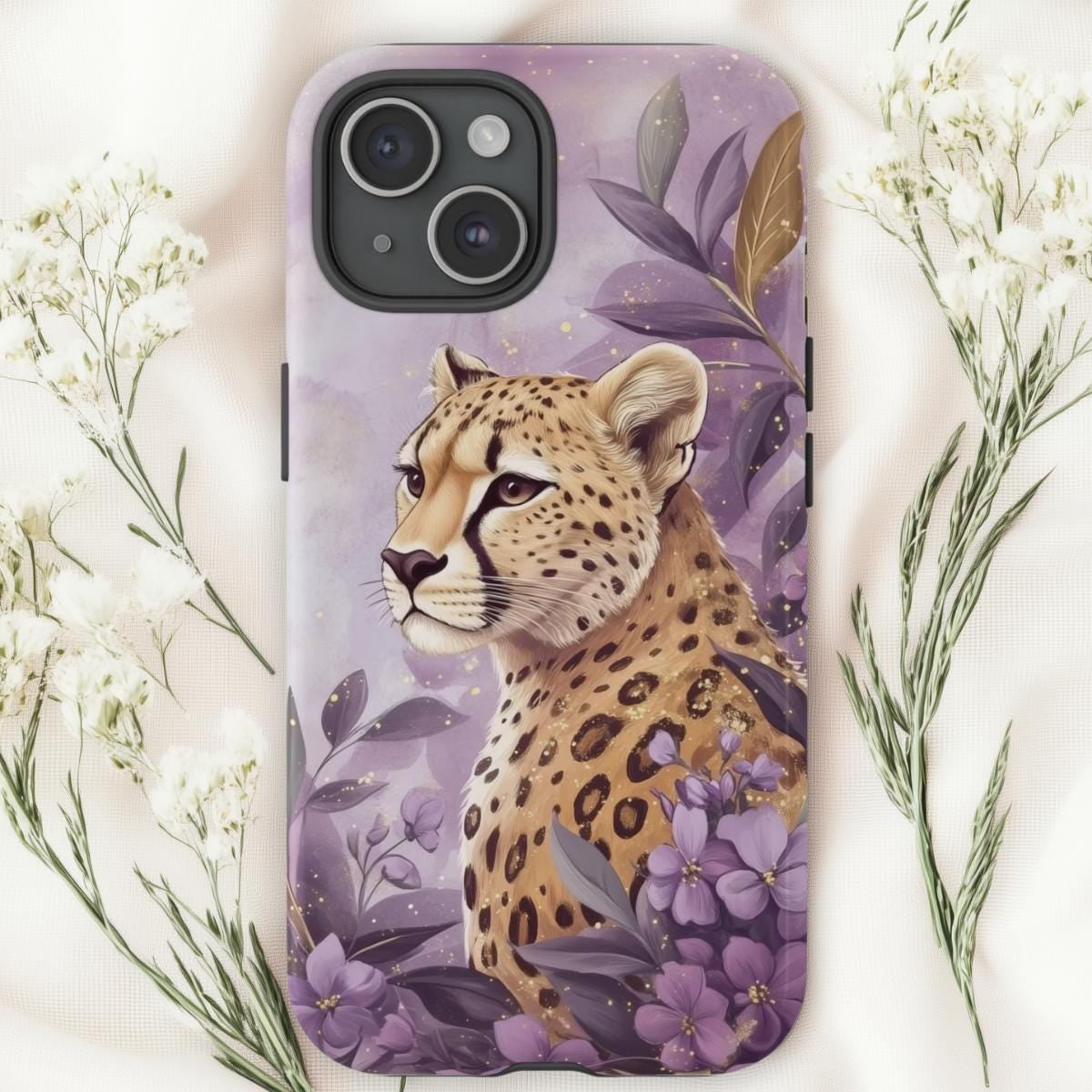 Cheetah Floral Glow Phone Case Elegant Jungle Pattern for iPhone 17 16 ...