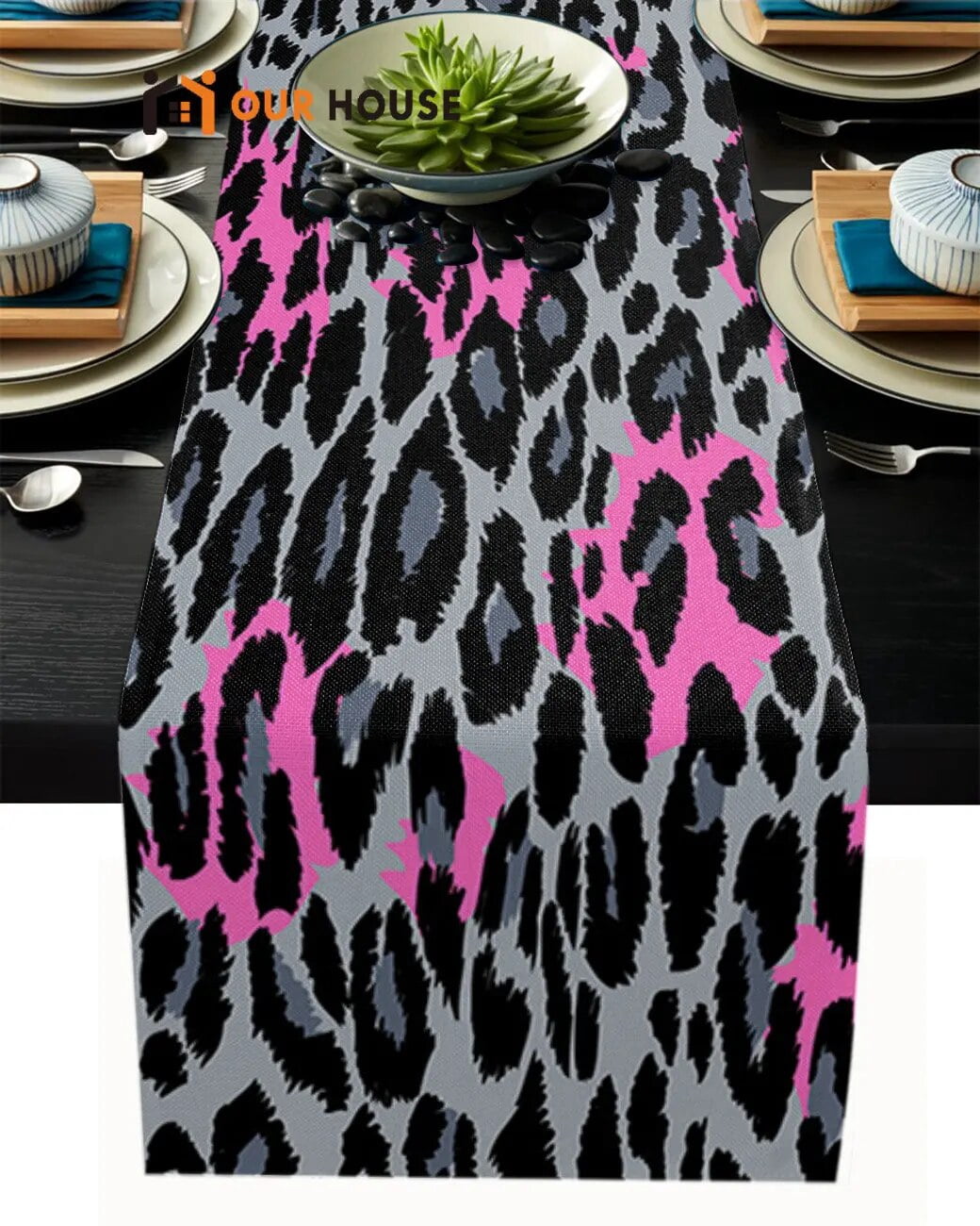 Cheetah Fur Animal Wedding Home Party Table Runners Coffee Table Decor ...