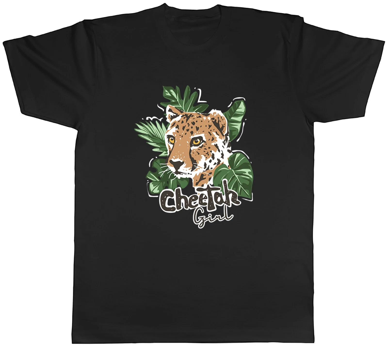 Cheetah Girl Tropical Jungle Leaves Unisex T-Shirt, S-5XL - Walmart.com