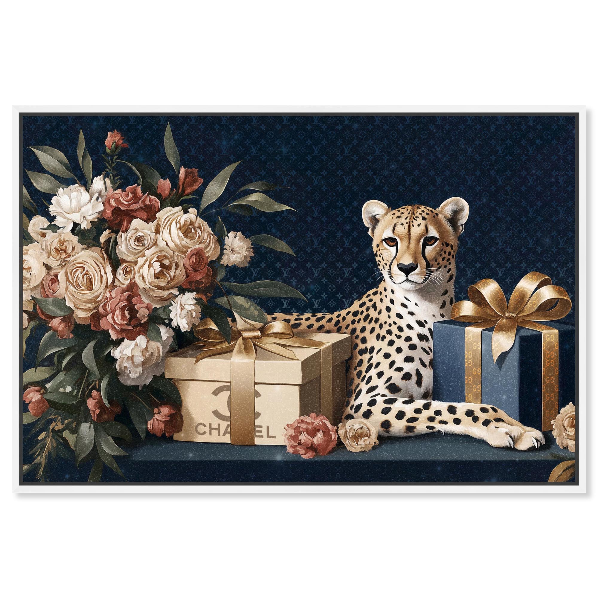 Cheetah Glam Gift Boxes Canvas Fashion Art Felines by Art Remedy, White ...