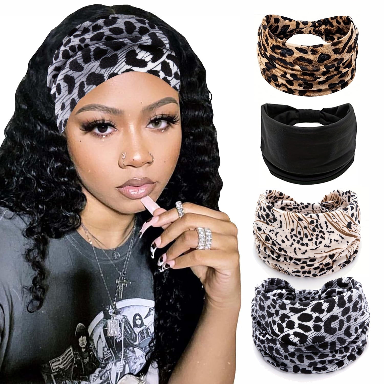 Cheetah Headbands for Women Short Hair Non Slip Elastic Sweat Hairbands ...