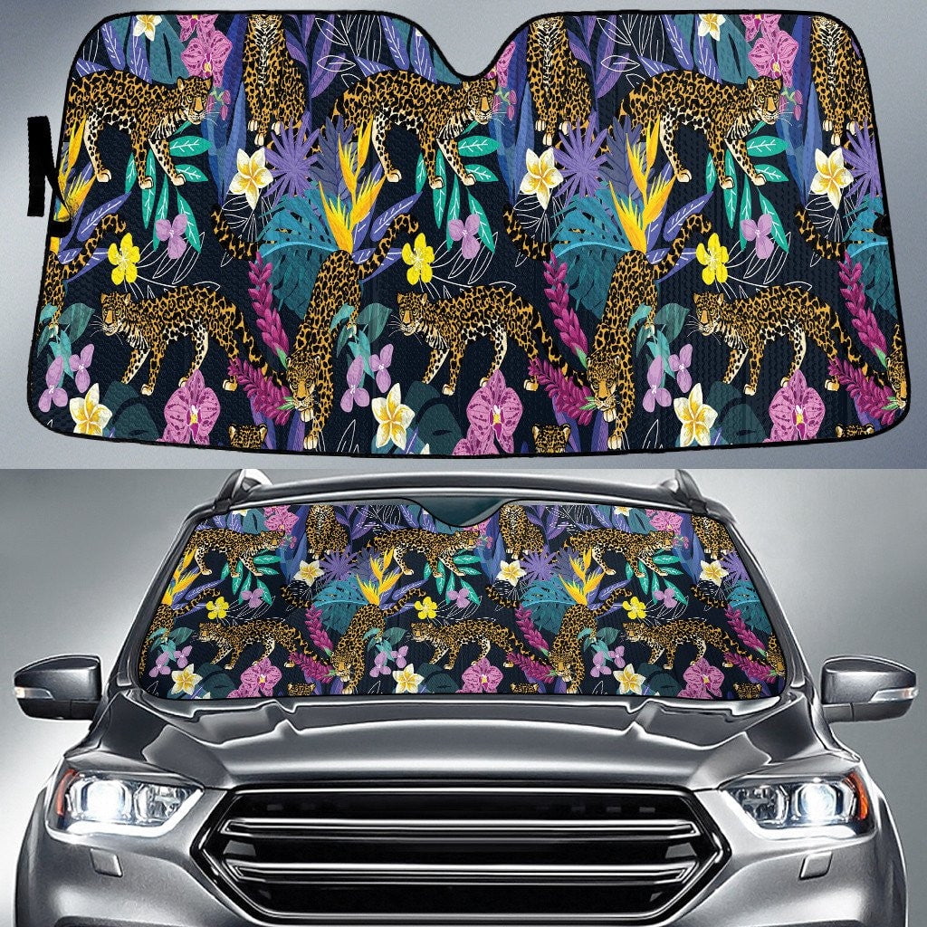 Cheetah King In Tropical Rainforest Car Sun Shades Cover Auto ...