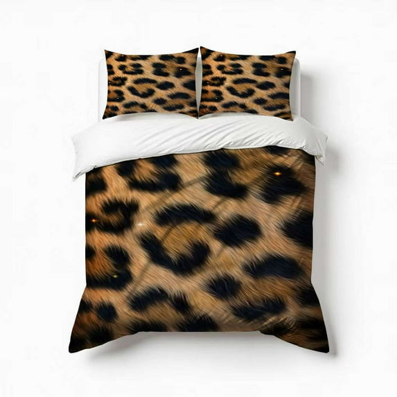 Cheetah Leopard Print Bedding Set 3 Pcs Soft Microfiber Quilt Cover For ...