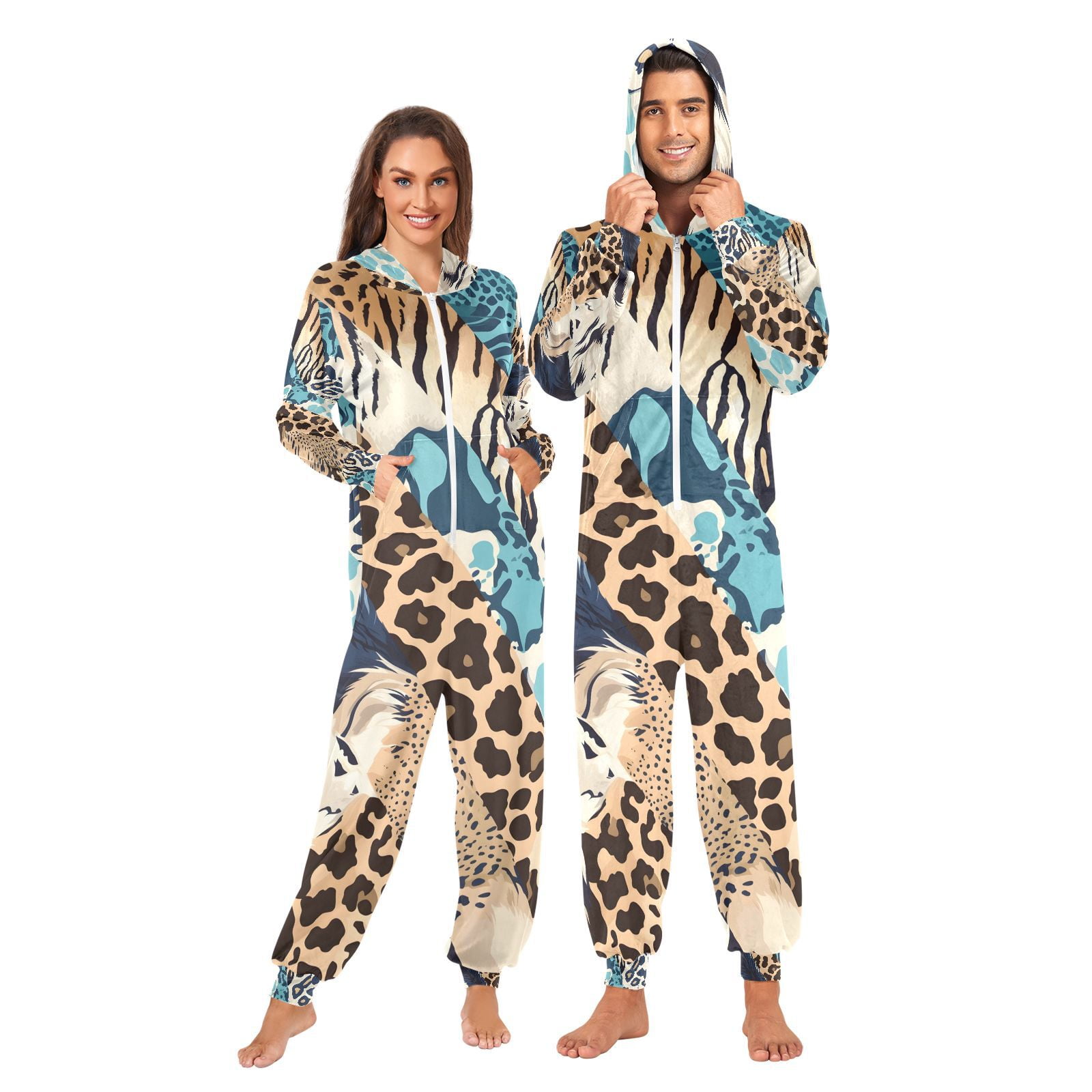 Cheetah Leopard Skin Adult Onesie Pajamas Slim Fit Christmas One Piece ...
