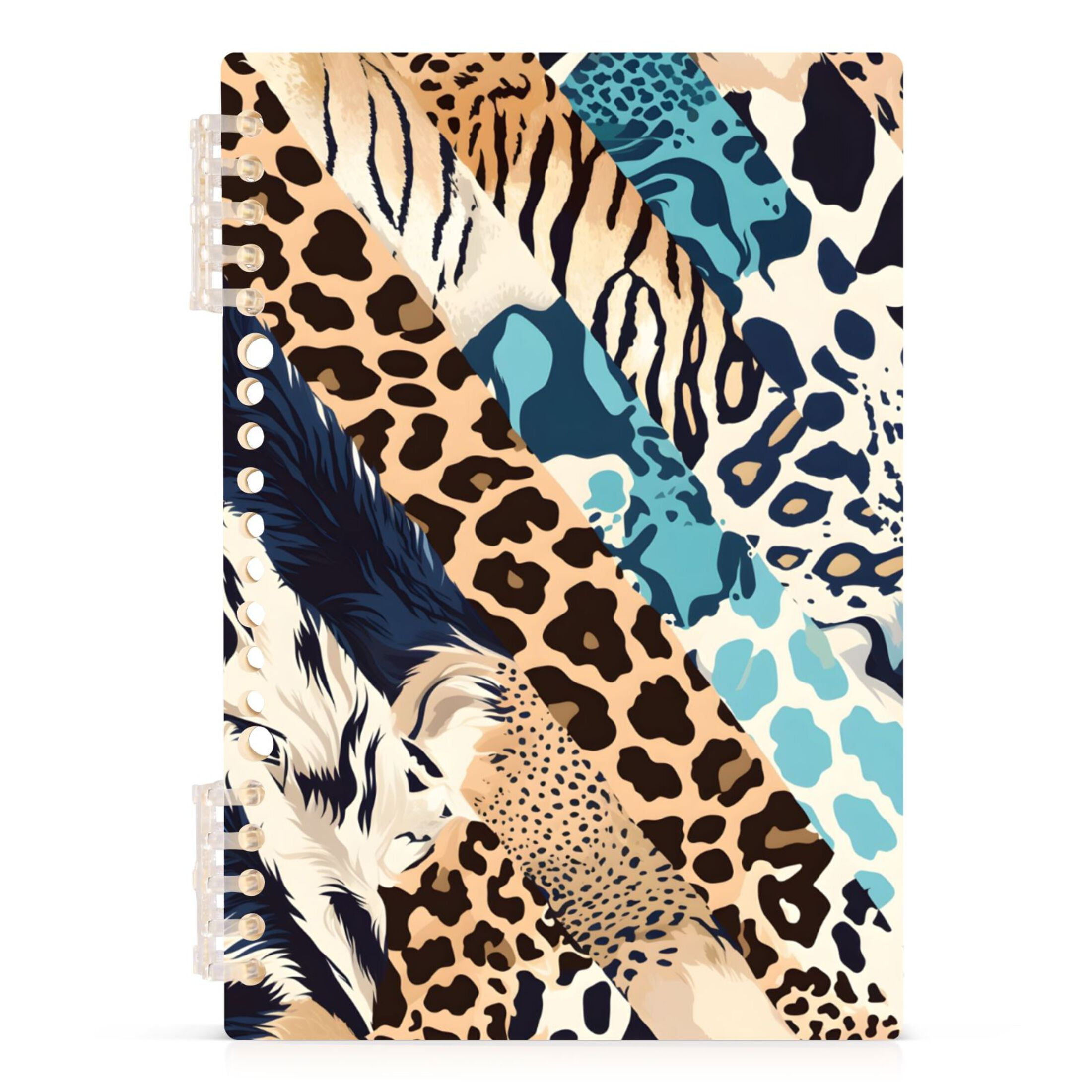 Cheetah Leopard Skin Ring Binder Notebook Journey Note Diary College Ruled Spiral Notebook Study ...