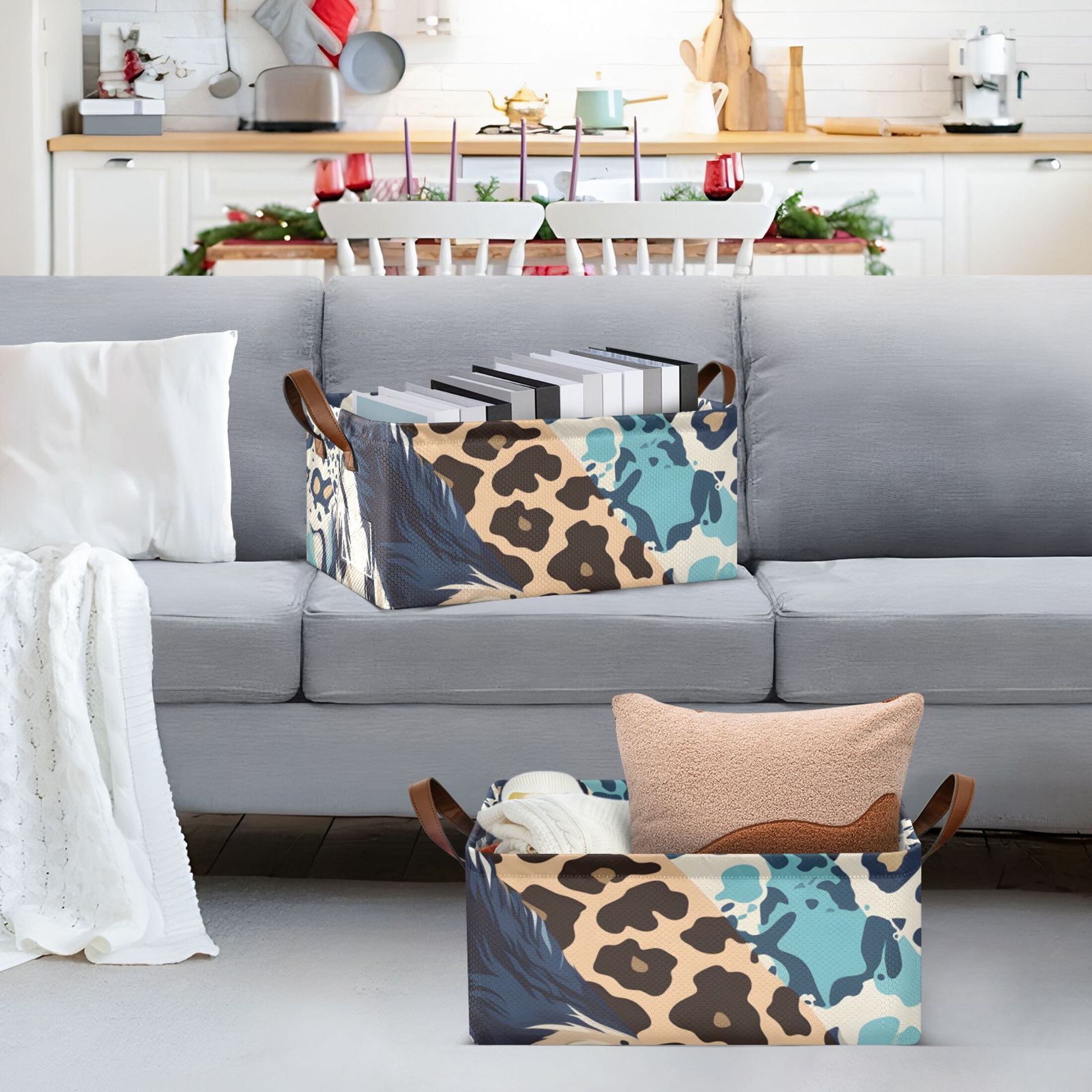 Cheetah Leopard Skin Storage Bins with Handles Foldable Storage Baskets ...