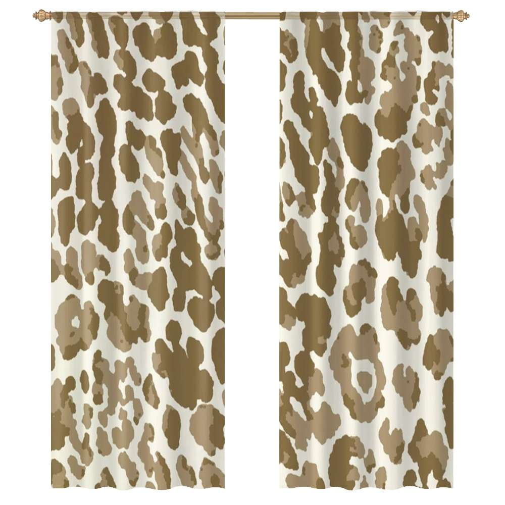 Cheetah Leopard Tulle Curtains For Living Room Chiffon Sheer Voile ...
