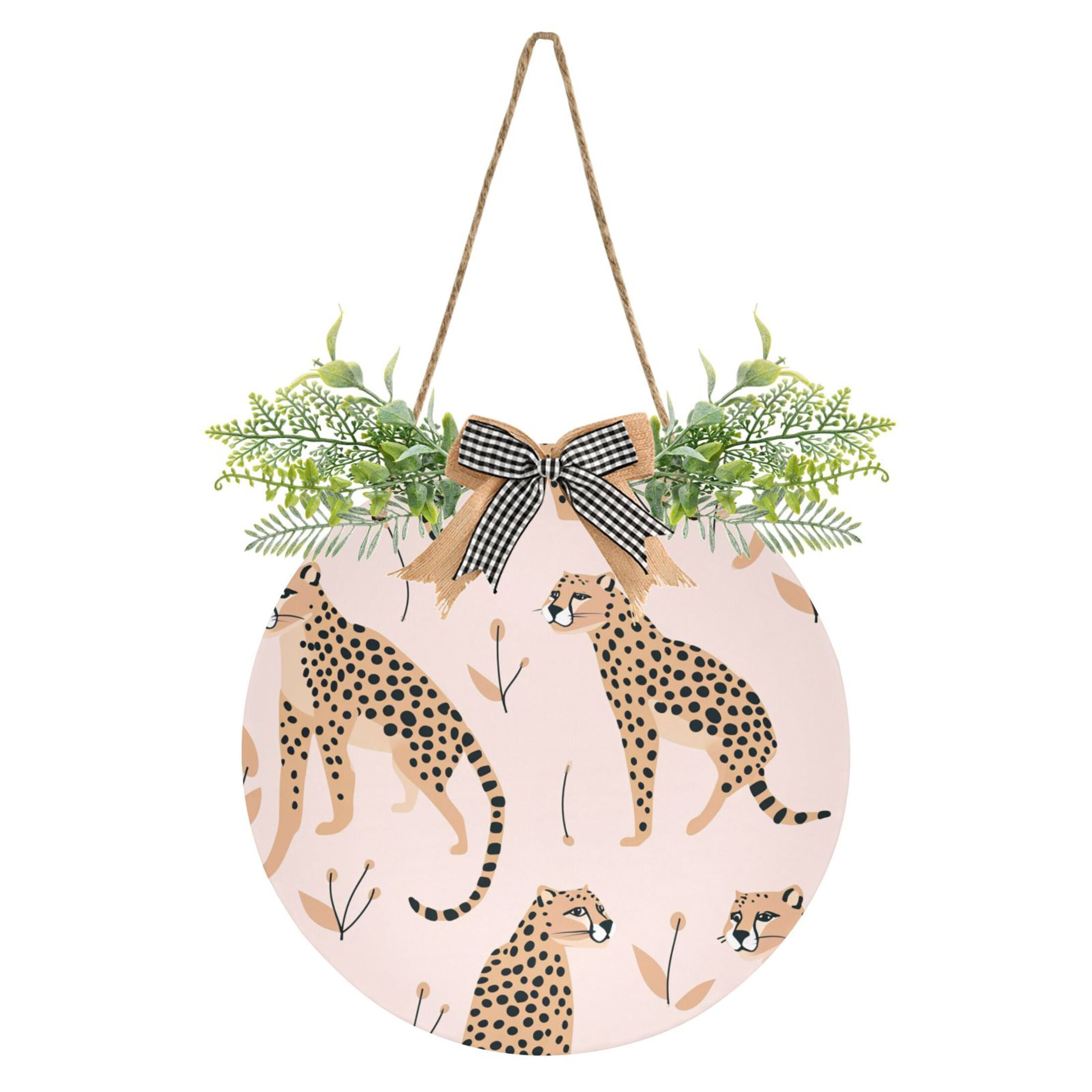 Cheetah Leopard Welcome Front Door Sign Round 12 inch Porch Hanging ...